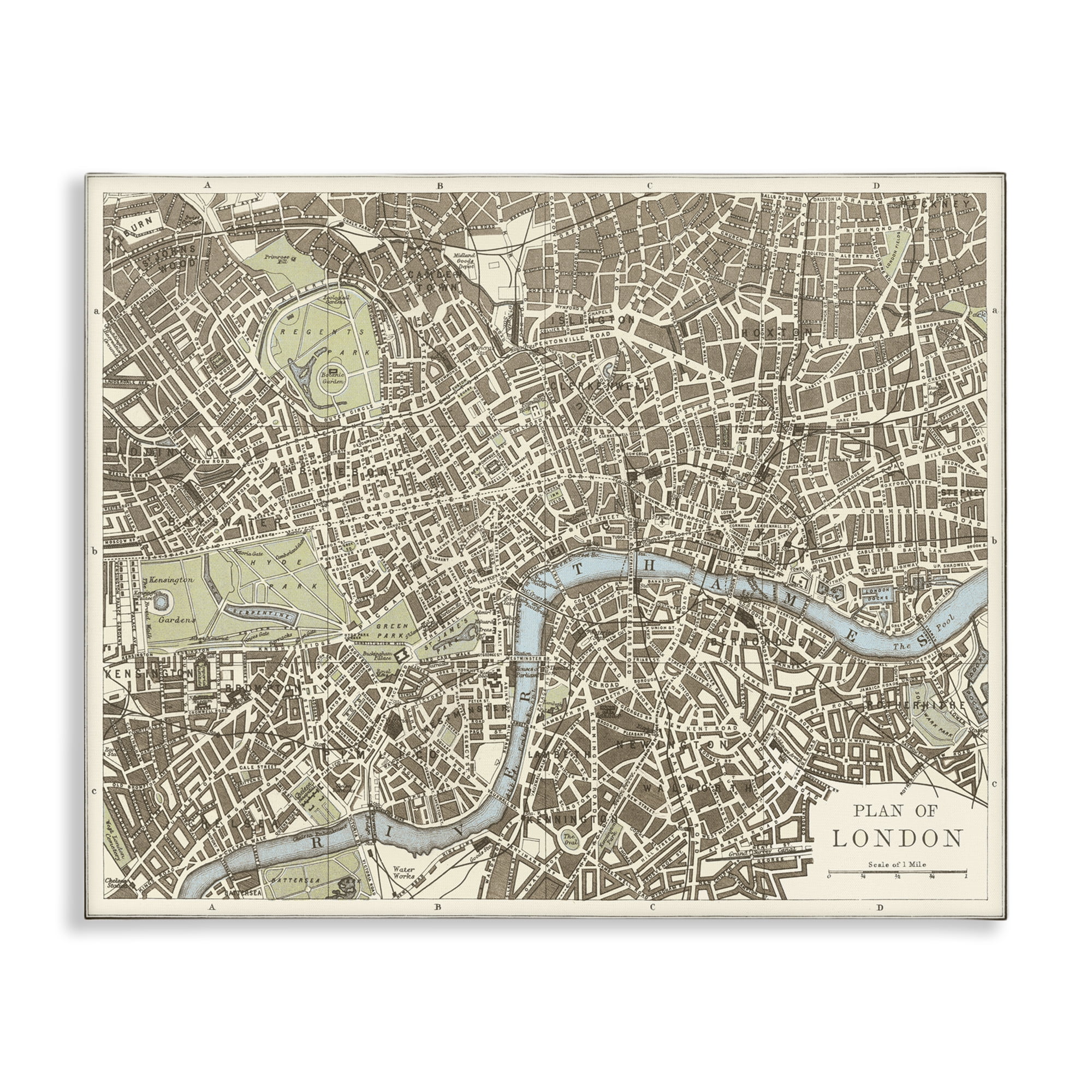 Stupell Industries Vintage Blueprint Plant of London Map Painting ...