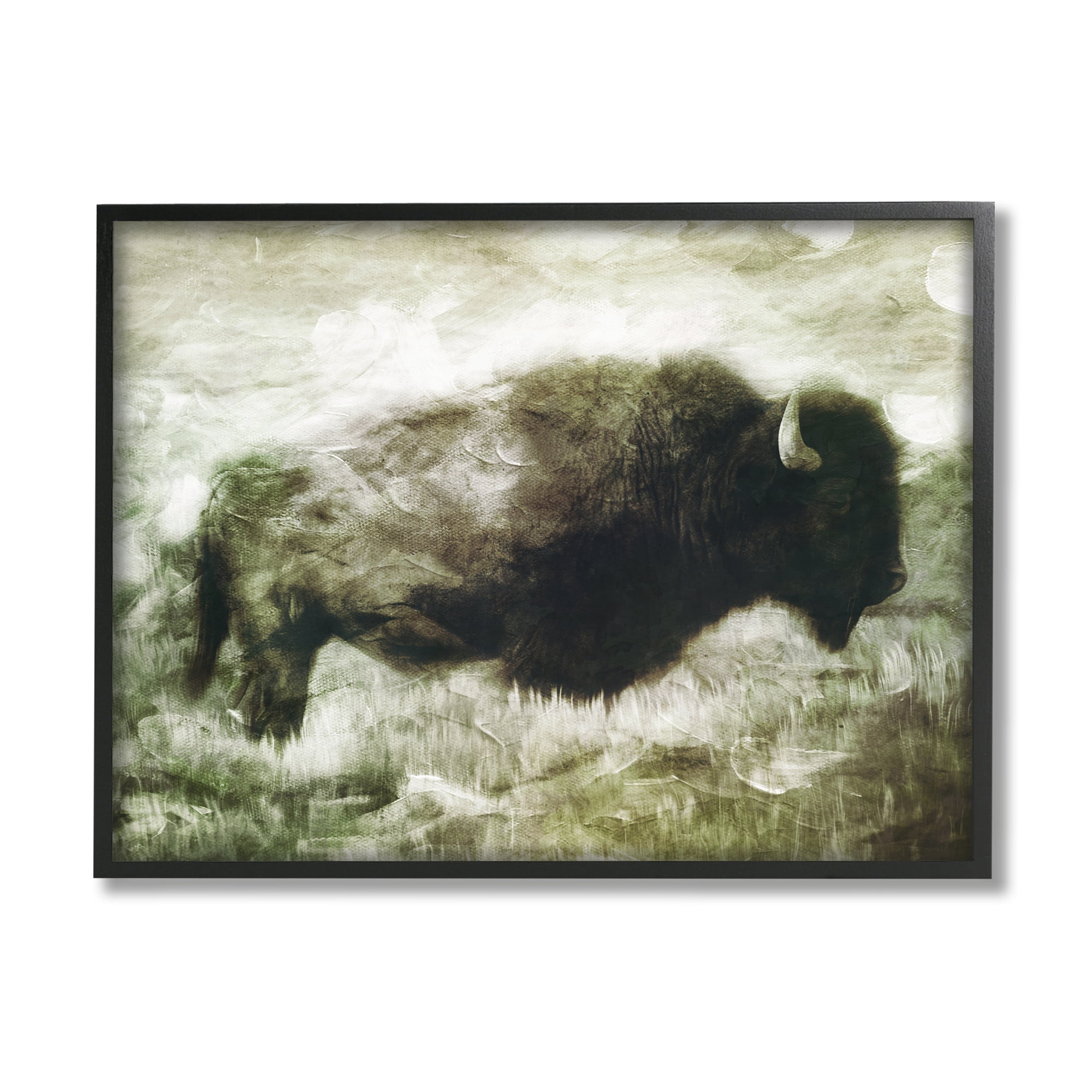 Stupell Industries Vintage Buffalo in Distressed Rustic Field Country ...