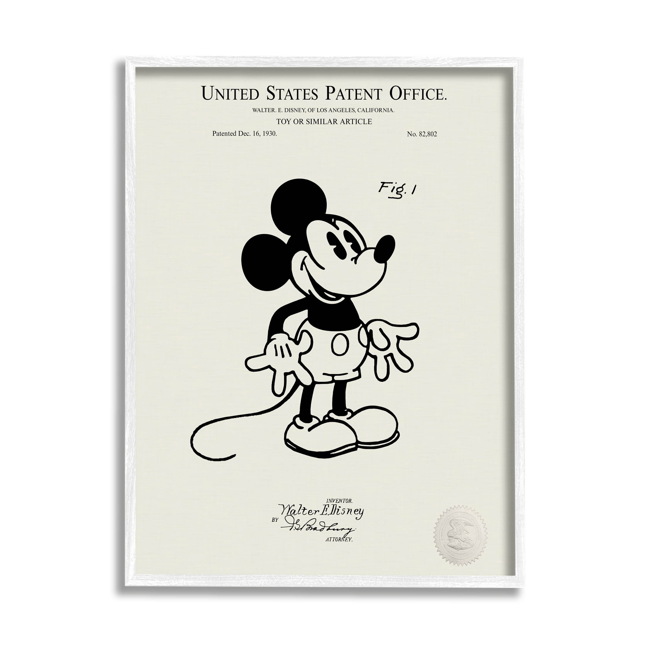 Stupell Industries Vintage Cartoon Character Patent Graphic Art White ...