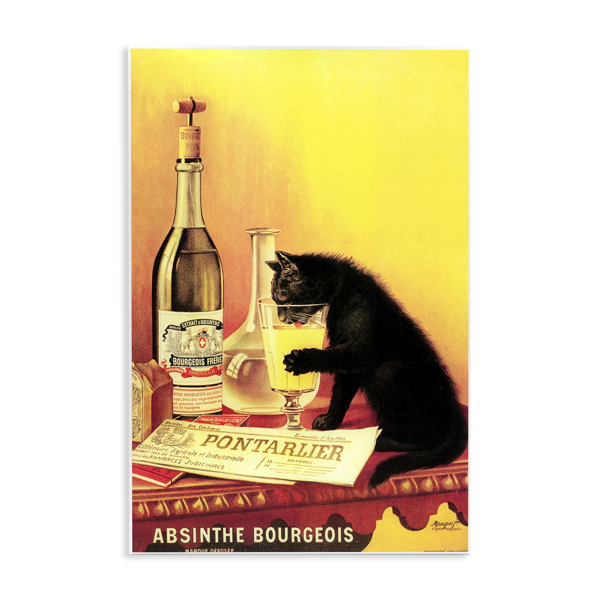 Stupell Industries Vintage Cat & Absinthe Animals Painting Unframed Art ...