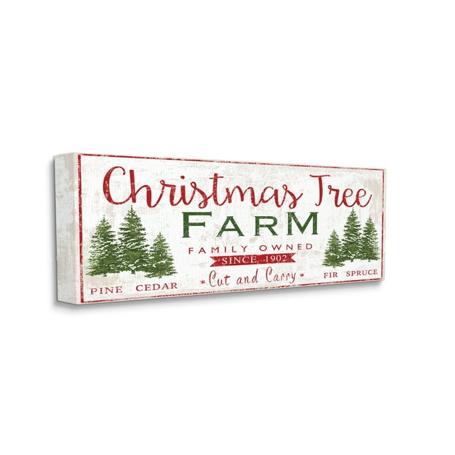 Stupell Industries Vintage Christmas Tree Farm Sign Green Pine Forest ...
