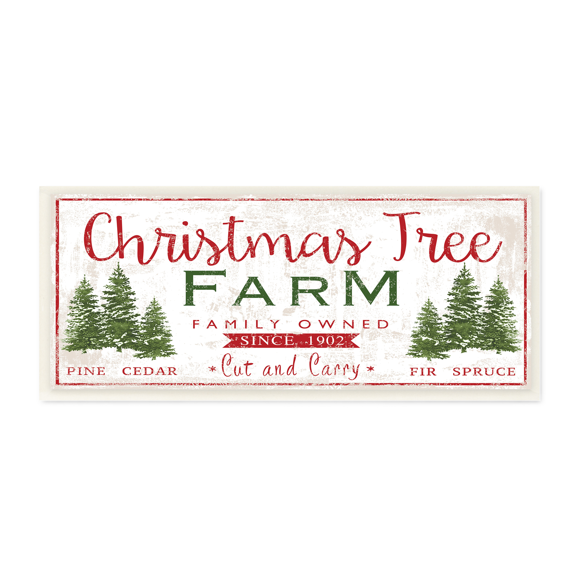 Stupell Industries Vintage Christmas Tree Farm Sign Green Pine Forest ...