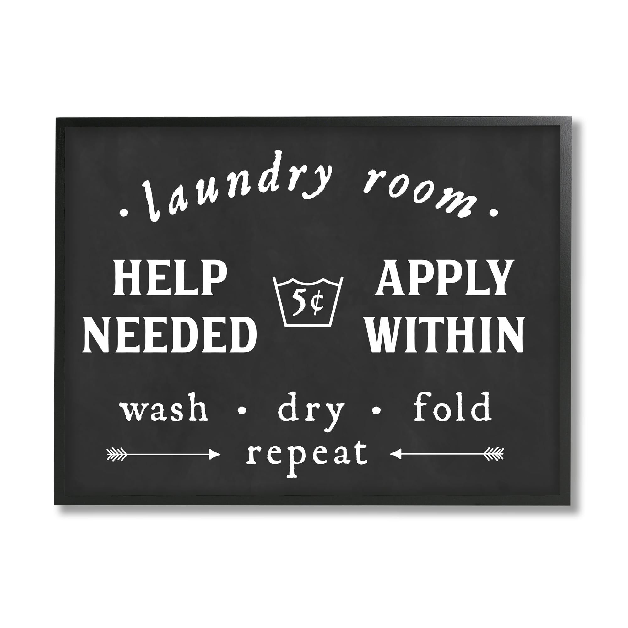 Stupell Industries Vintage Help Wanted Laundry Room Sign Black White ...