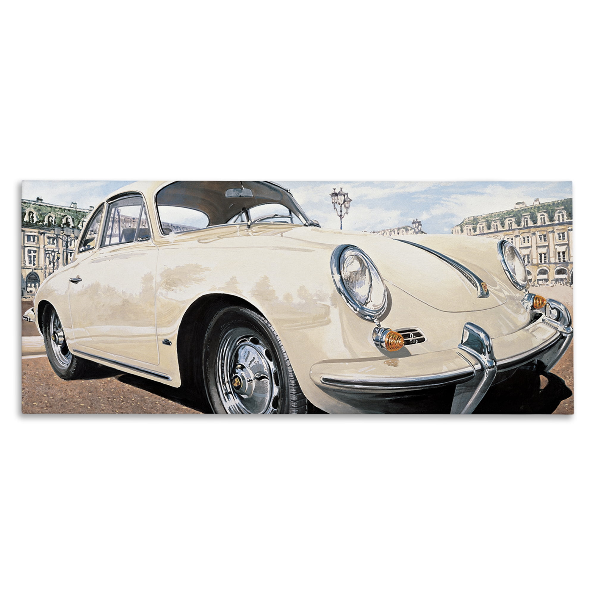 Stupell Industries Vintage Ivory Car Transportation Painting Wrapped ...