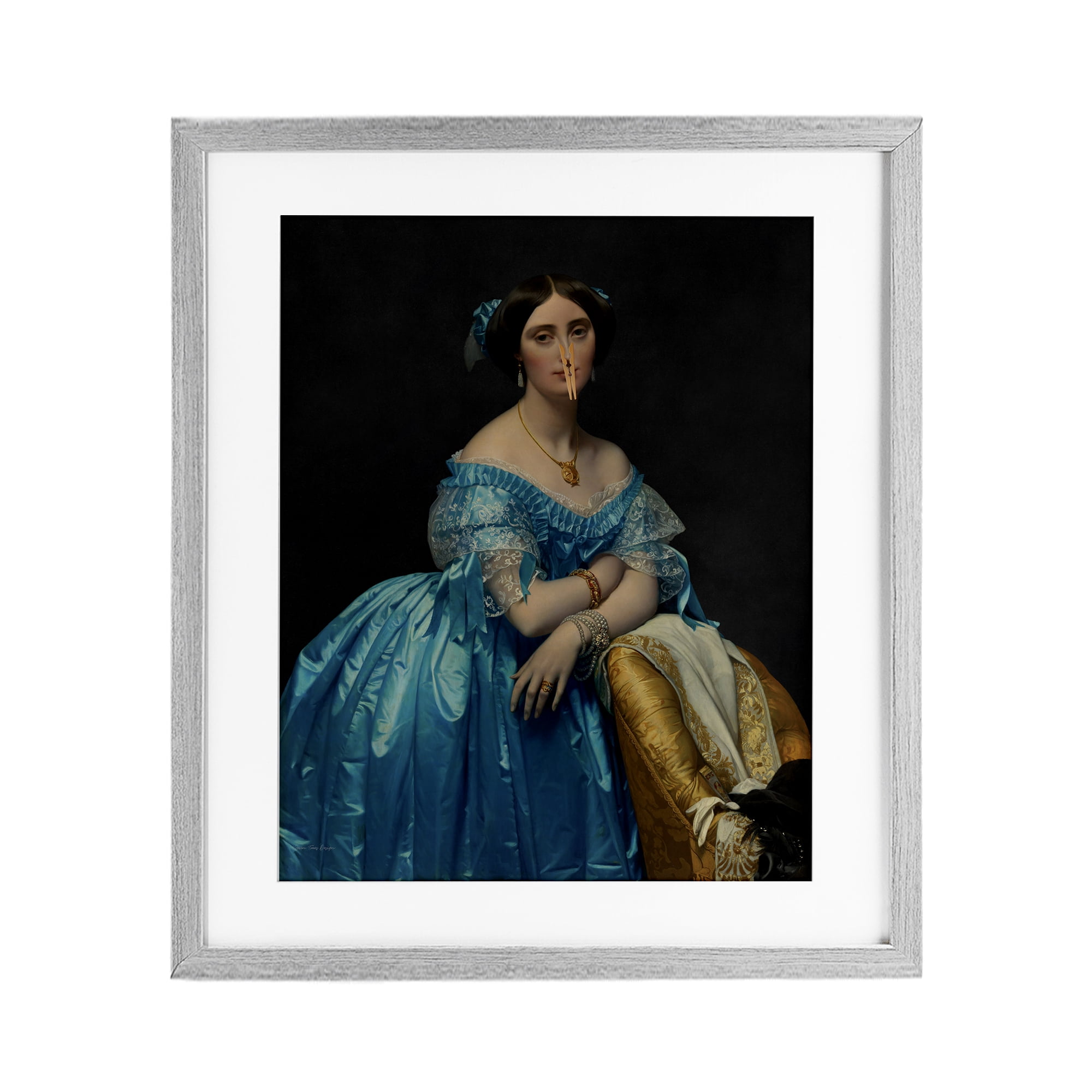 Stupell Industries Vintage Lady with Clothespin Gray Framed Print Under ...