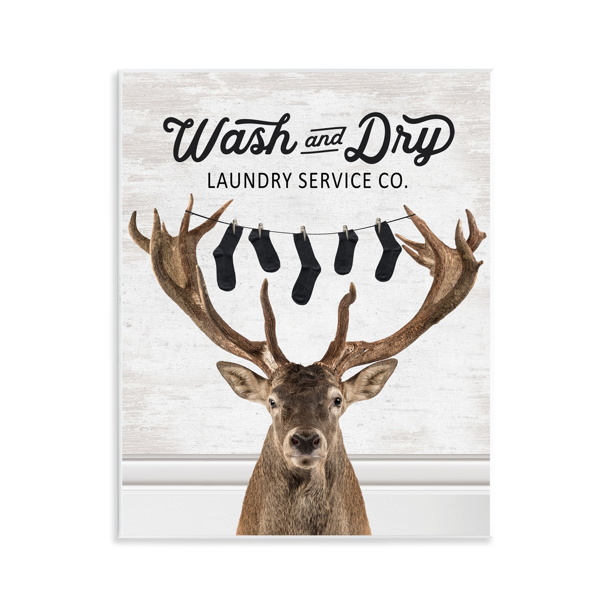 Stupell Industries Vintage Laundry Elk Clothesline Quotes and Sayings ...