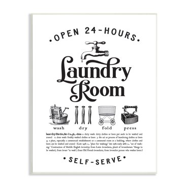 Stupell Industries Laundry Symbols Guide Typography Metallic Gold Framed Floating Canvas Wall ...