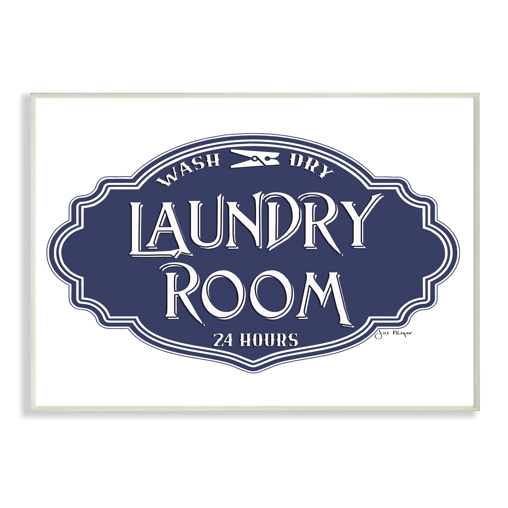 Stupell Industries Vintage Laundry Room Sign Minimal Blue White ...