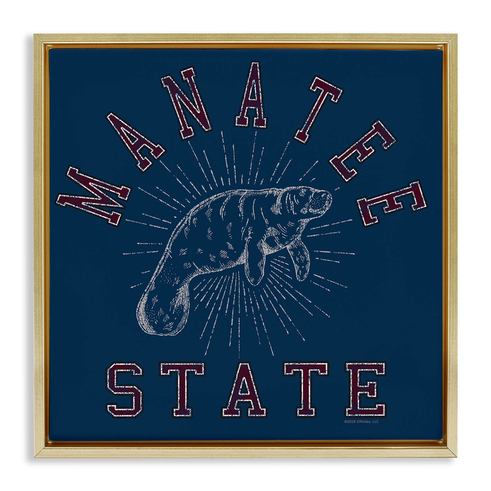 Stupell Industries Vintage Manatee State Animals Painting Gold Floater ...