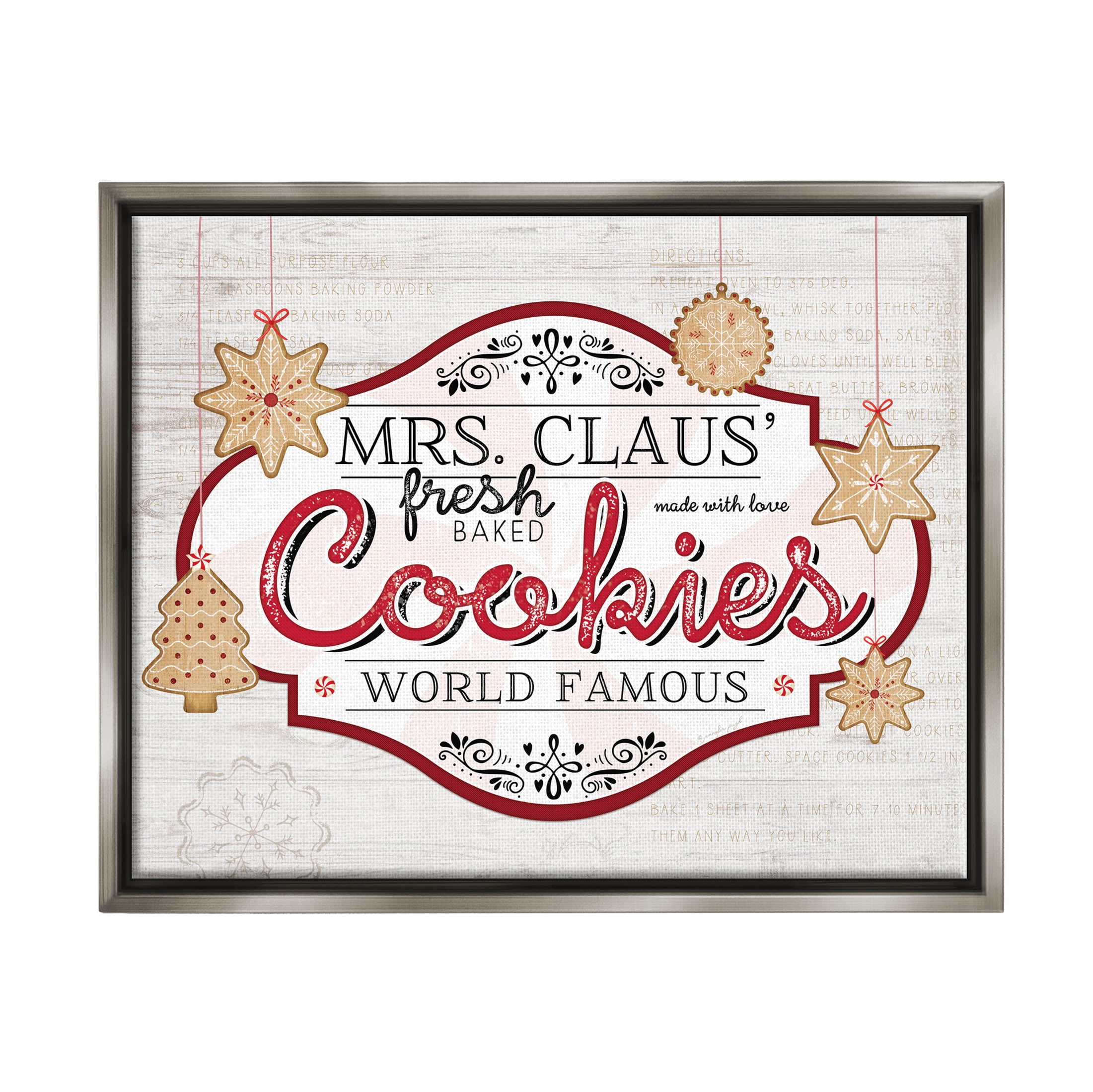 Stupell Industries Vintage Mrs. Claus Cookies Sign Graphic Art Luster ...