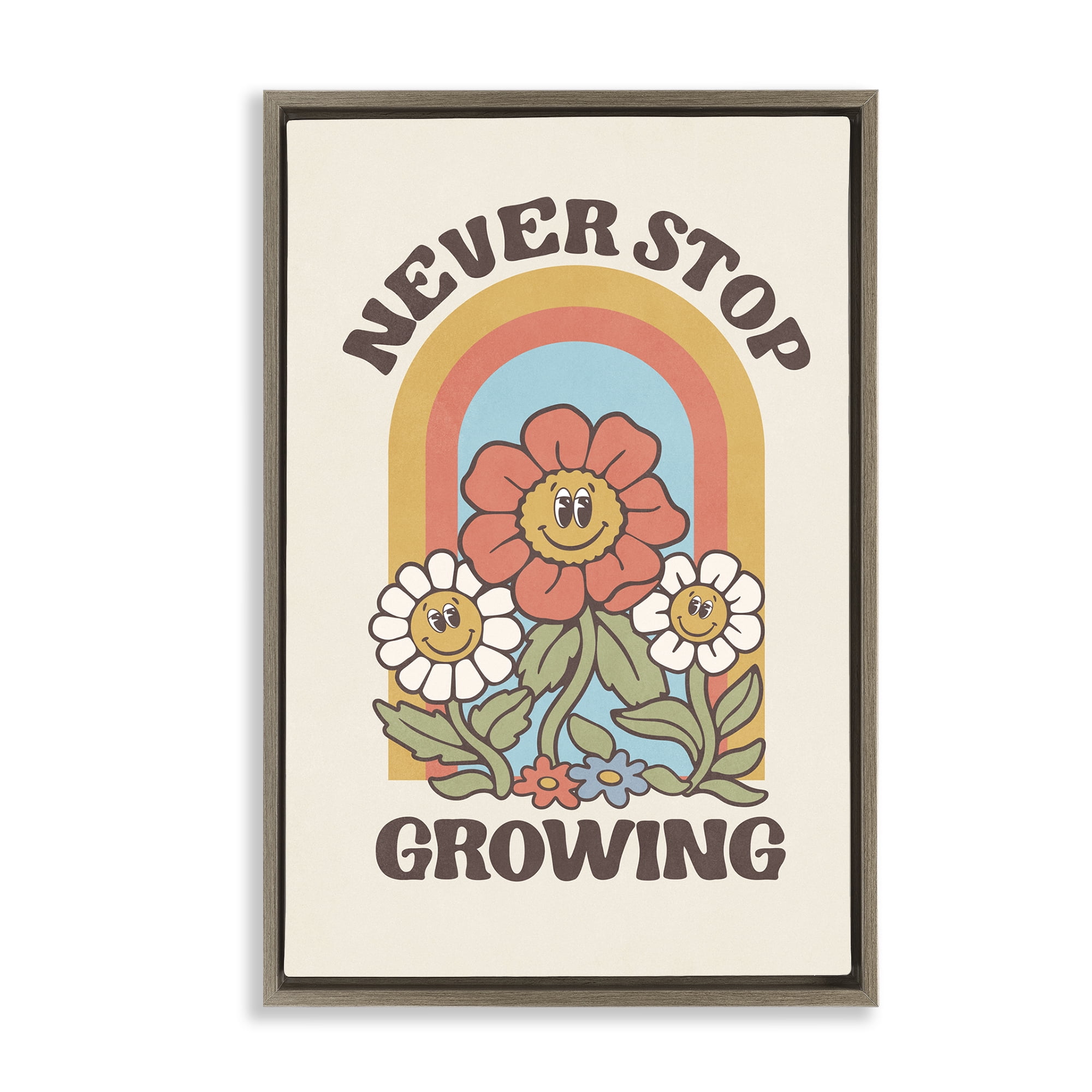 Stupell Industries Vintage Never Stop Growing Plants & Flowers Painting ...