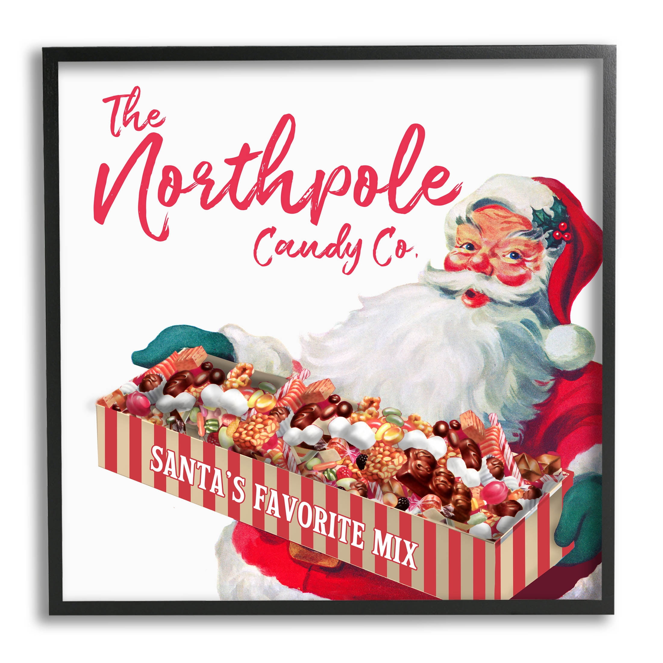 Stupell Industries Vintage Northpole Candy Santa Claus Graphic Art ...