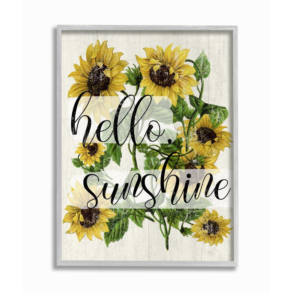 Stupell Industries Vintage Painted Sunflowers with Hello Sunshine Text ...