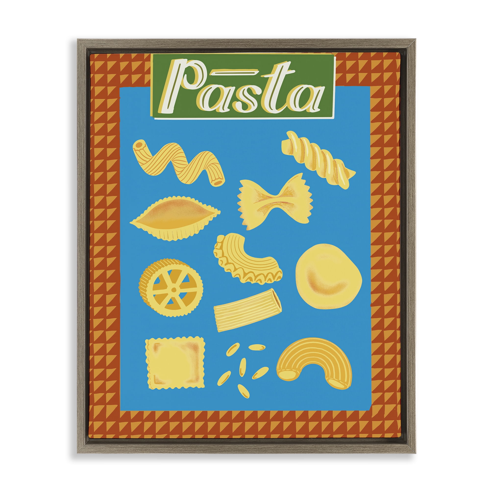 Stupell Industries Vintage Pasta Types Food & Beverage Painting Brown Floater Framed Canvas Art ...