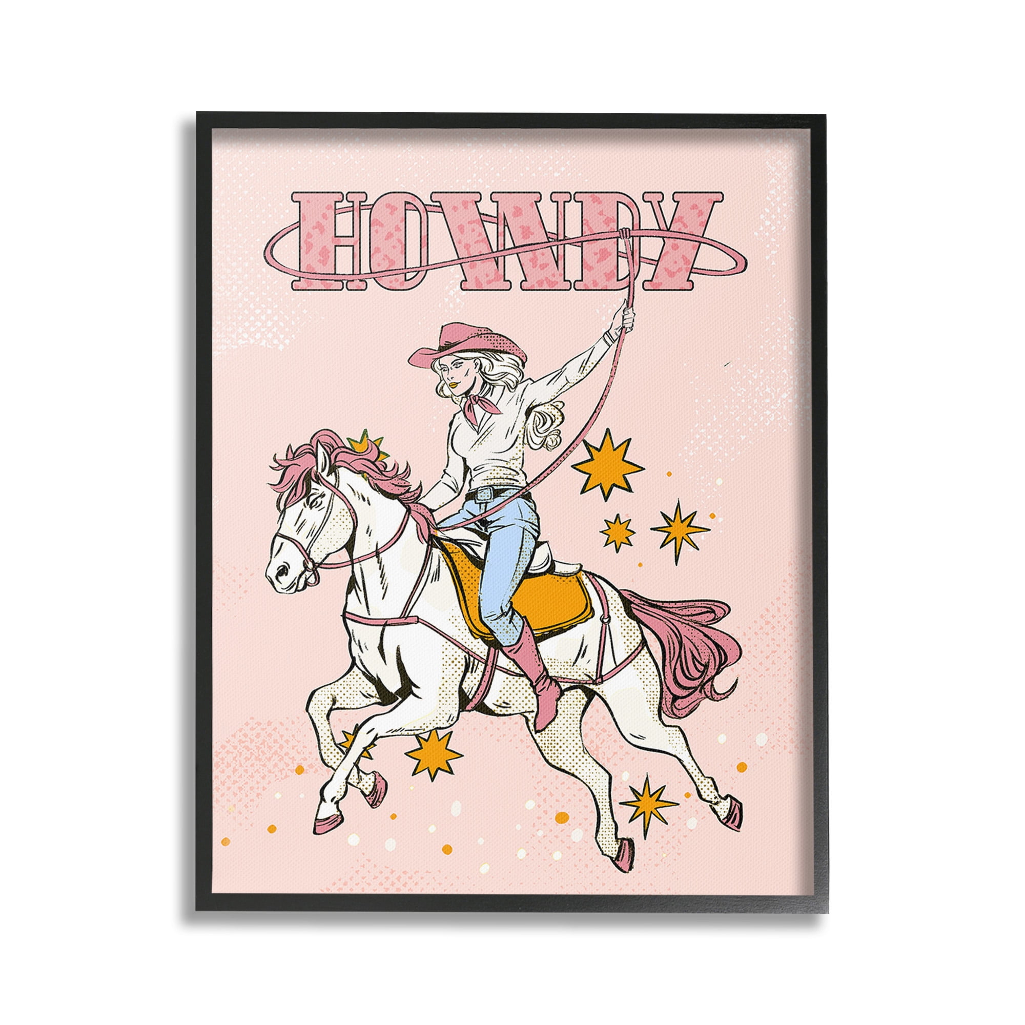 Vintage Pastel Howdy Animals Painting - 24x30 Black Framed Art Print ...