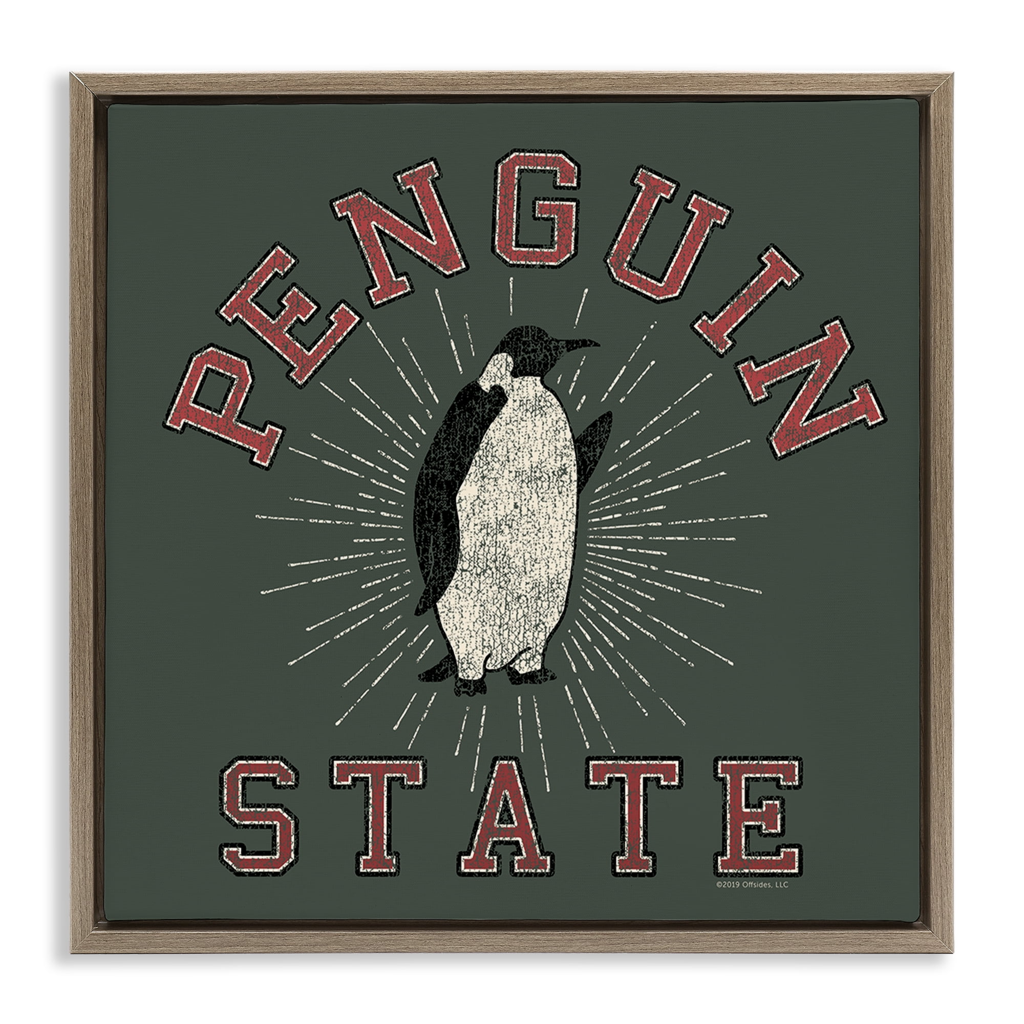 Stupell Industries Vintage Penguin State Animals Painting Brown Floater ...