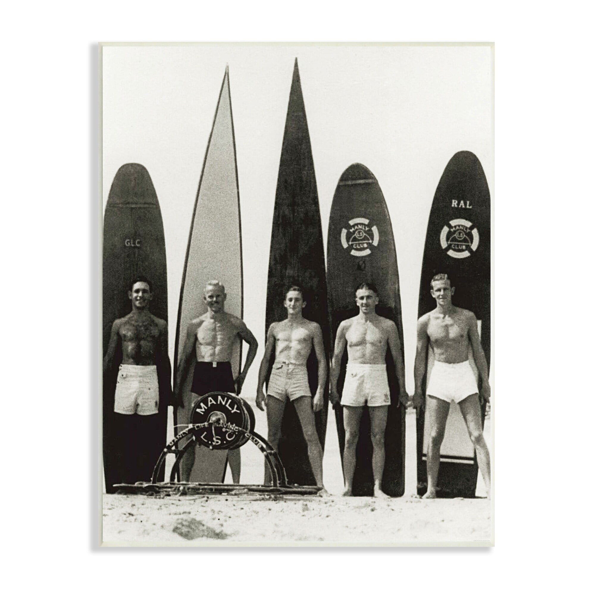 Stupell Industries Vintage Photography Men Surfer Surfboards Beach ...