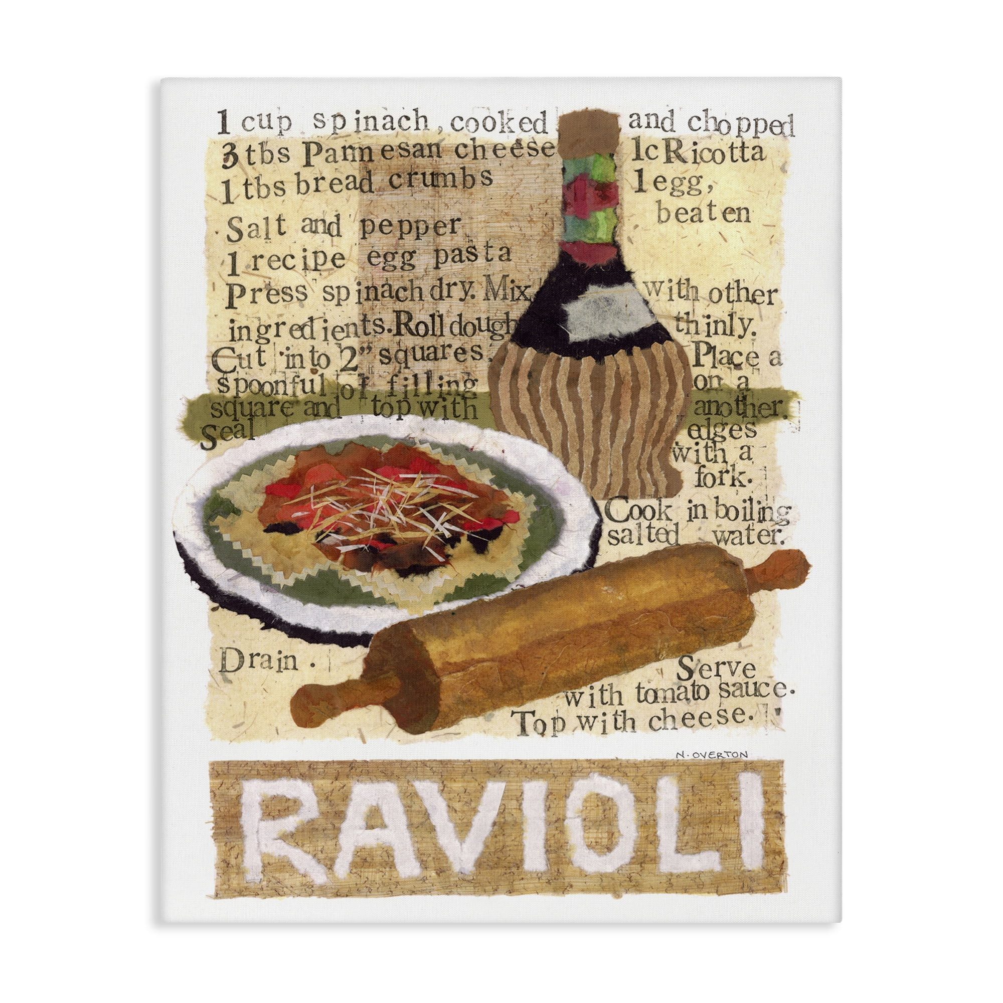 Stupell Industries Vintage Ravioli Recipe Food & Beverage Painting ...