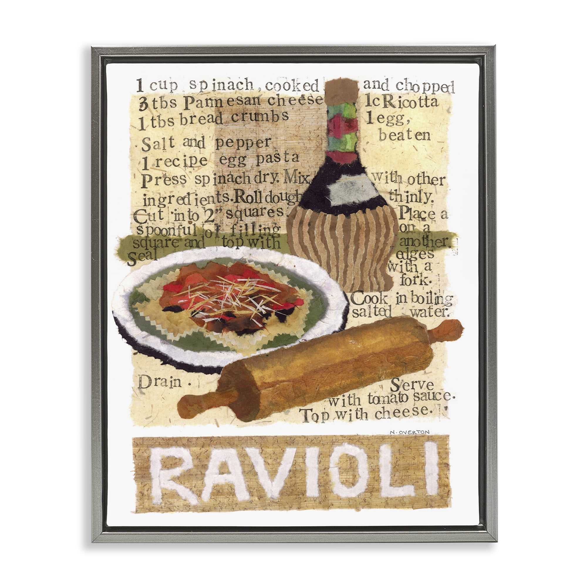 Stupell Industries Vintage Ravioli Recipe Food & Beverage Painting Gray ...