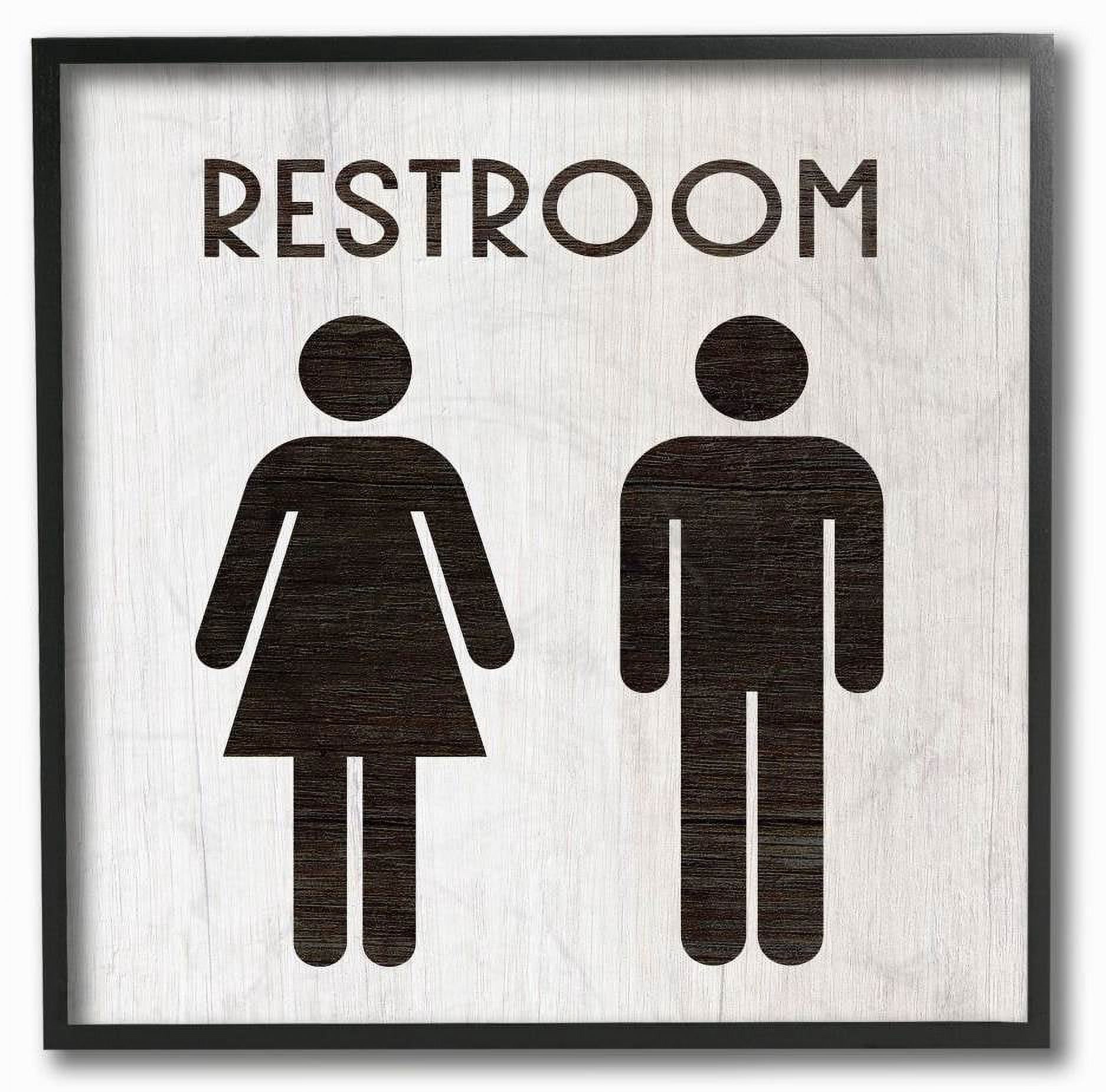 Stupell Industries Vintage Restroom Black And White Wood Texture Design ...