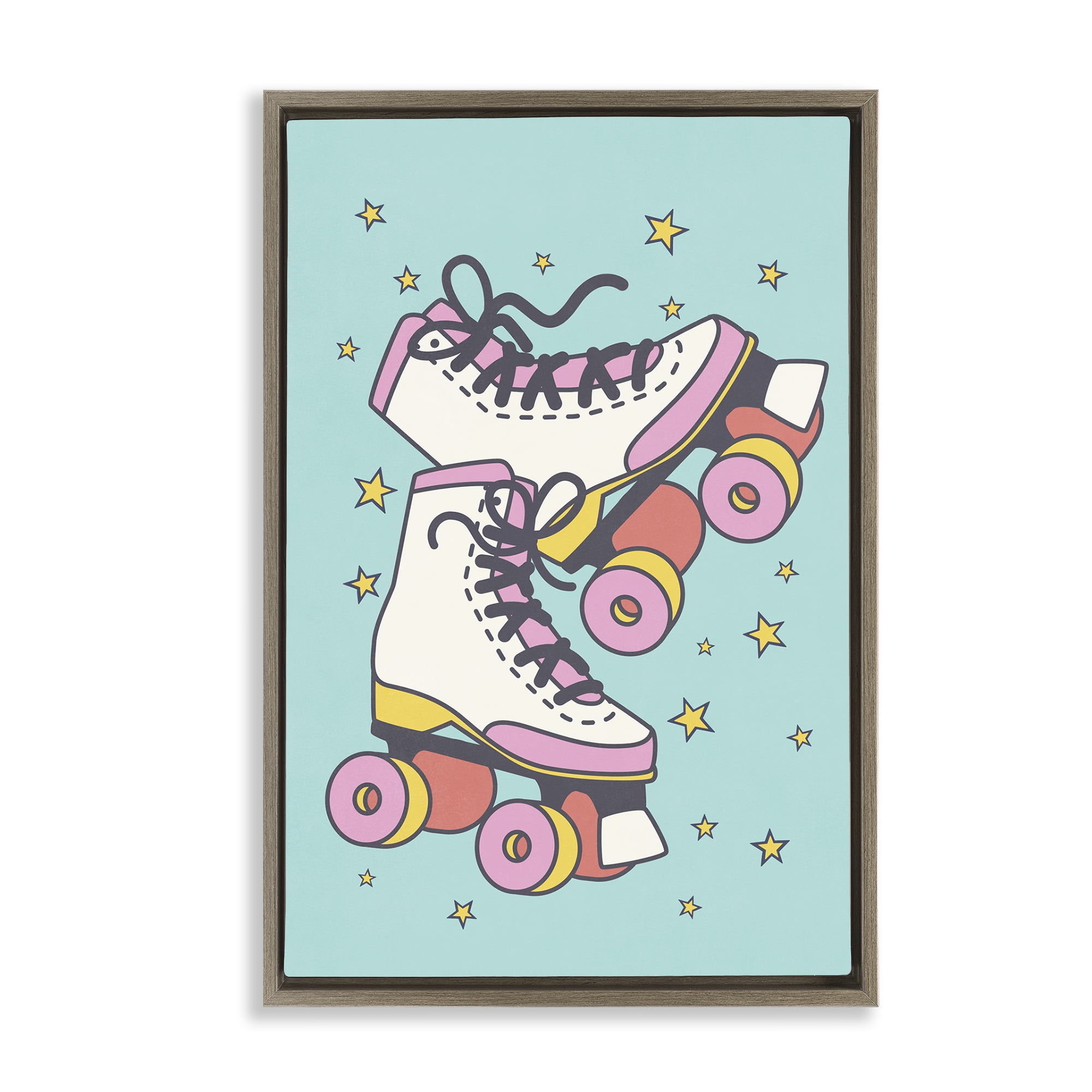 Stupell Industries Vintage Roller Skates Novelty & Humor Painting Brown ...