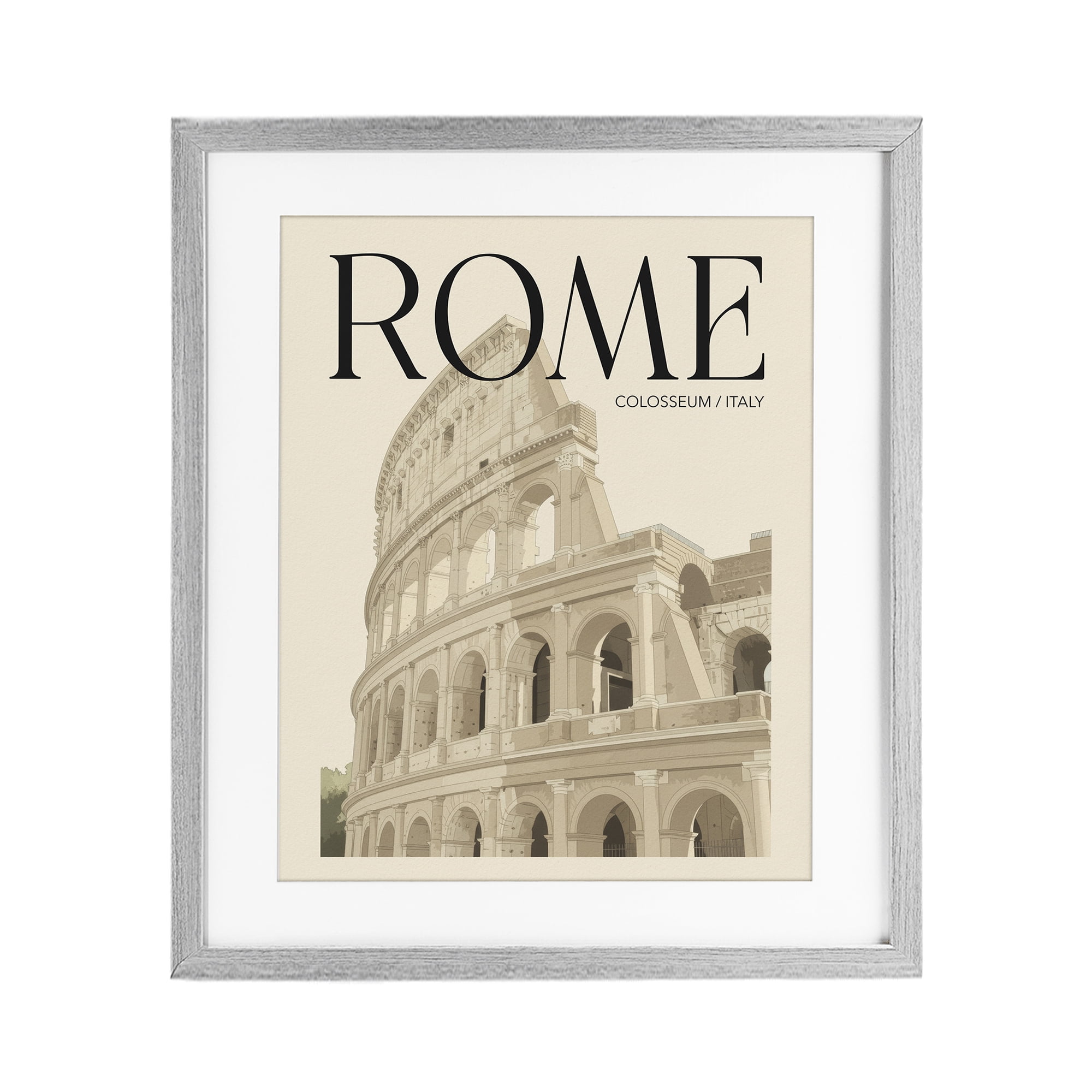 Stupell Industries Vintage Rome Colosseum Gray Framed Print Under Glass ...