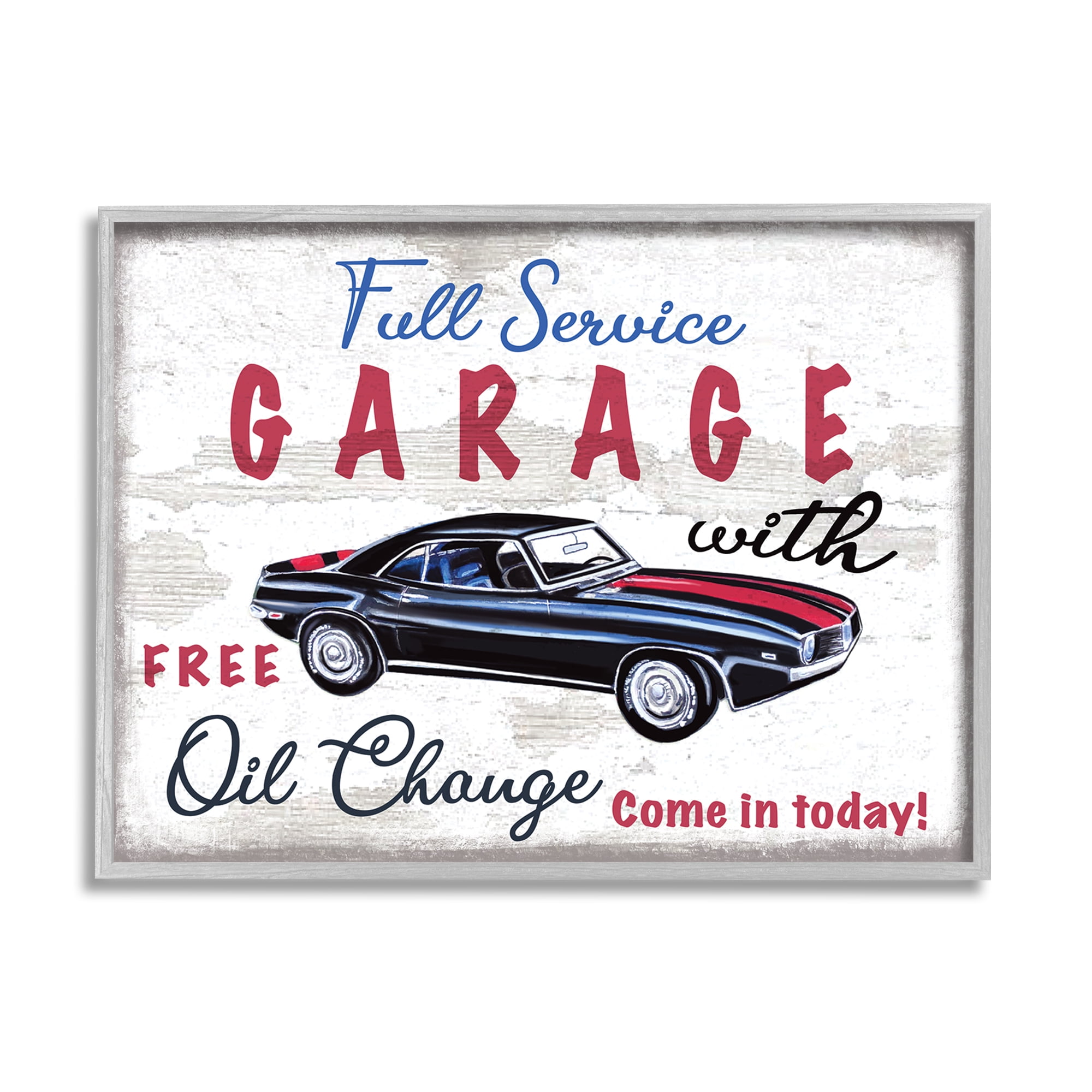 Stupell Industries Vintage Rustic Full Service Garage Sign Sports Car ...