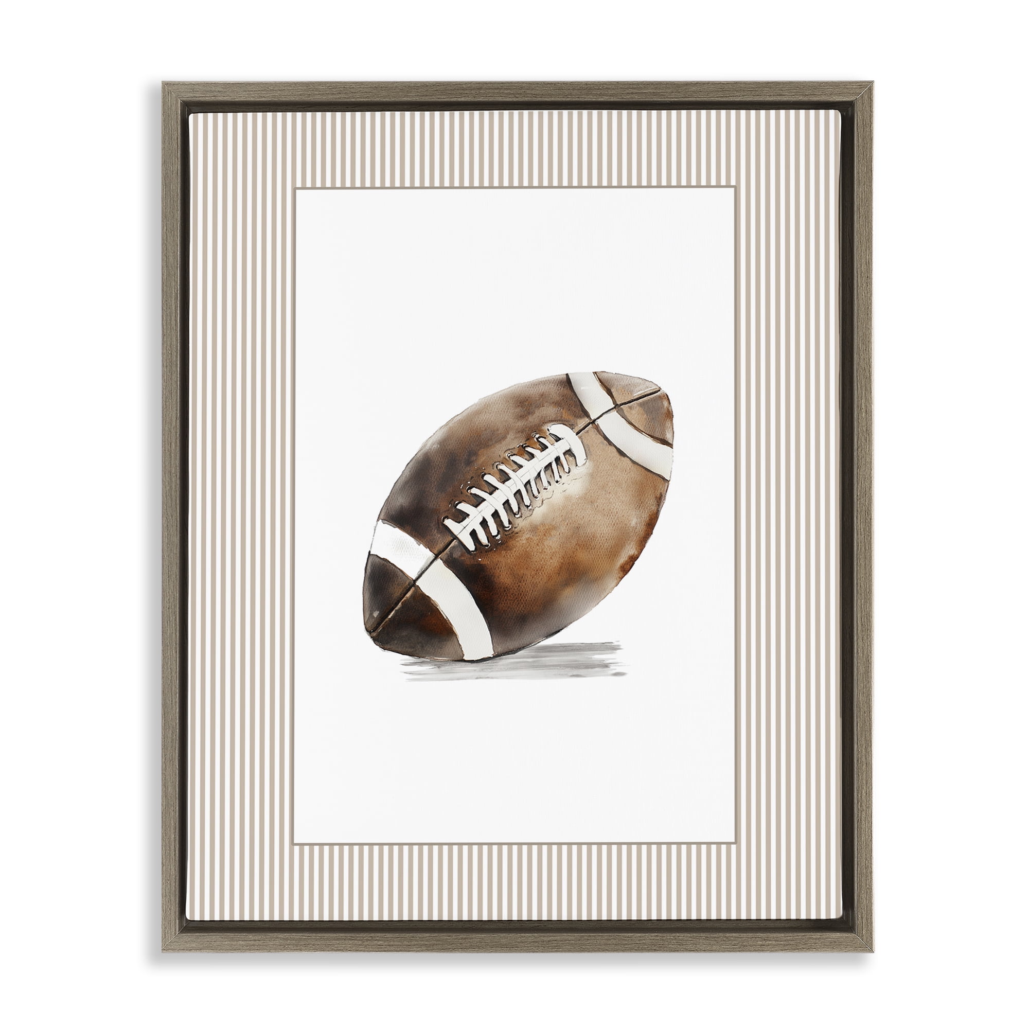 Stupell Industries Vintage Sports Football Brown Framed Floater Canvas ...