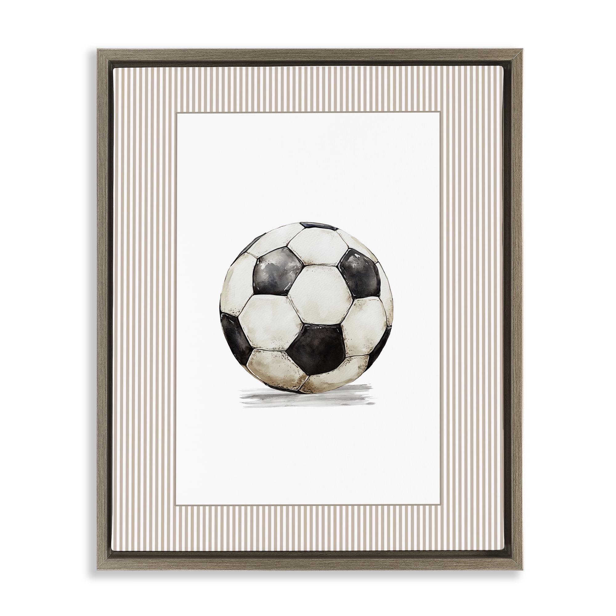 Stupell Industries Vintage Sports Soccer Ball Brown Framed Floater ...