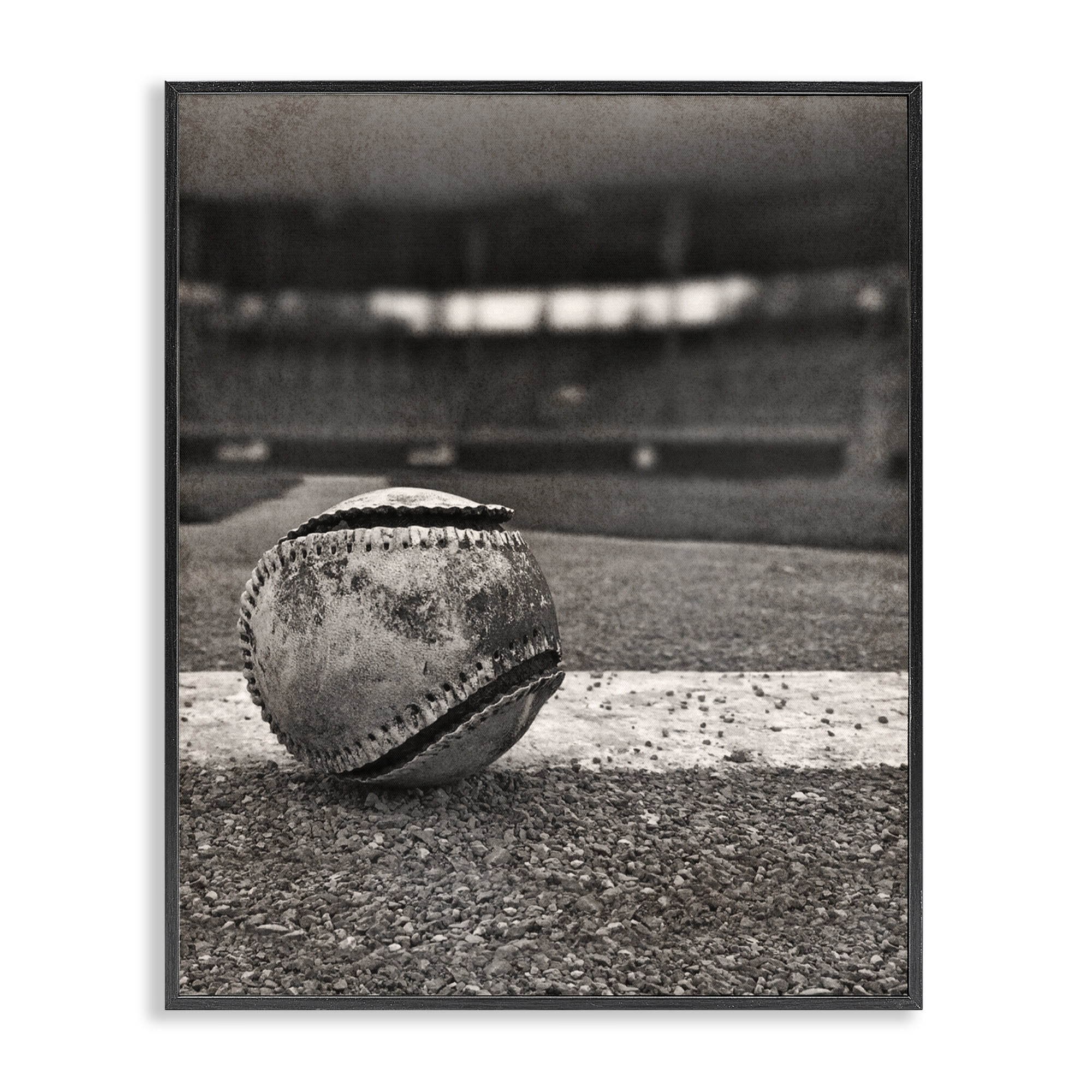 Stupell Industries Vintage Sports Weathered Baseball Black Framed ...