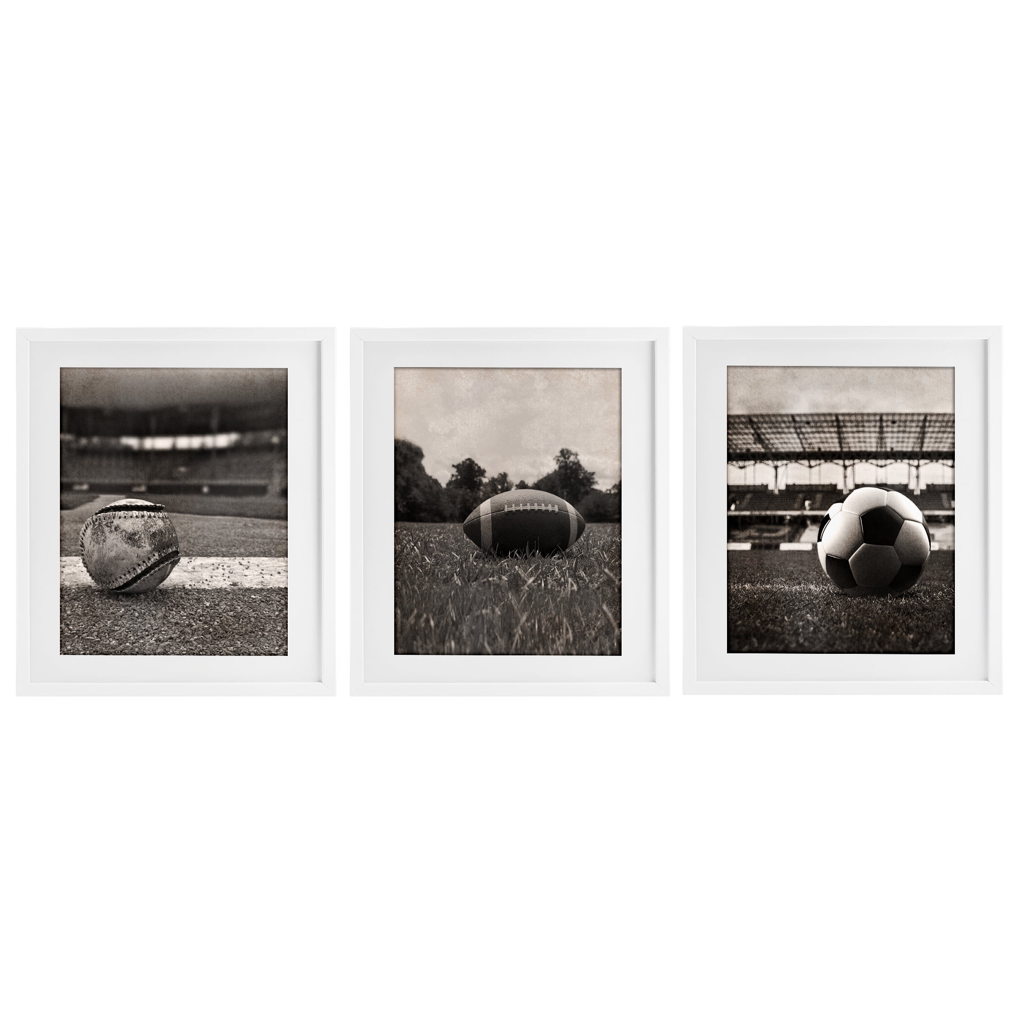 Stupell Industries Vintage Sports on Field 3 Piece White Framed Print ...