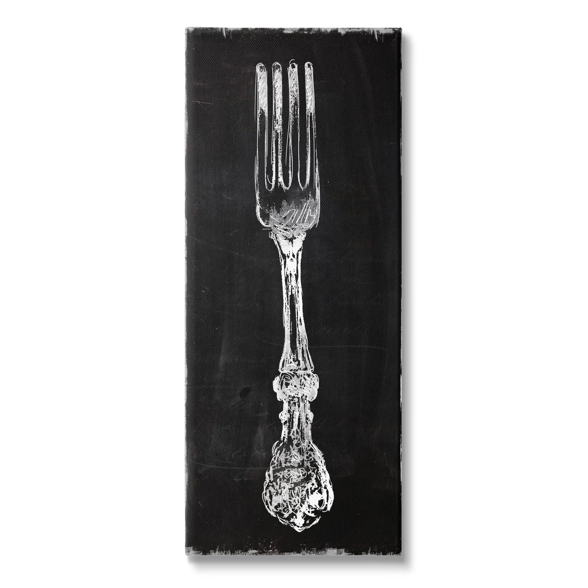 Stupell Industries Vintage Stenciled Fork Kitchen Cutlery Utensil ...