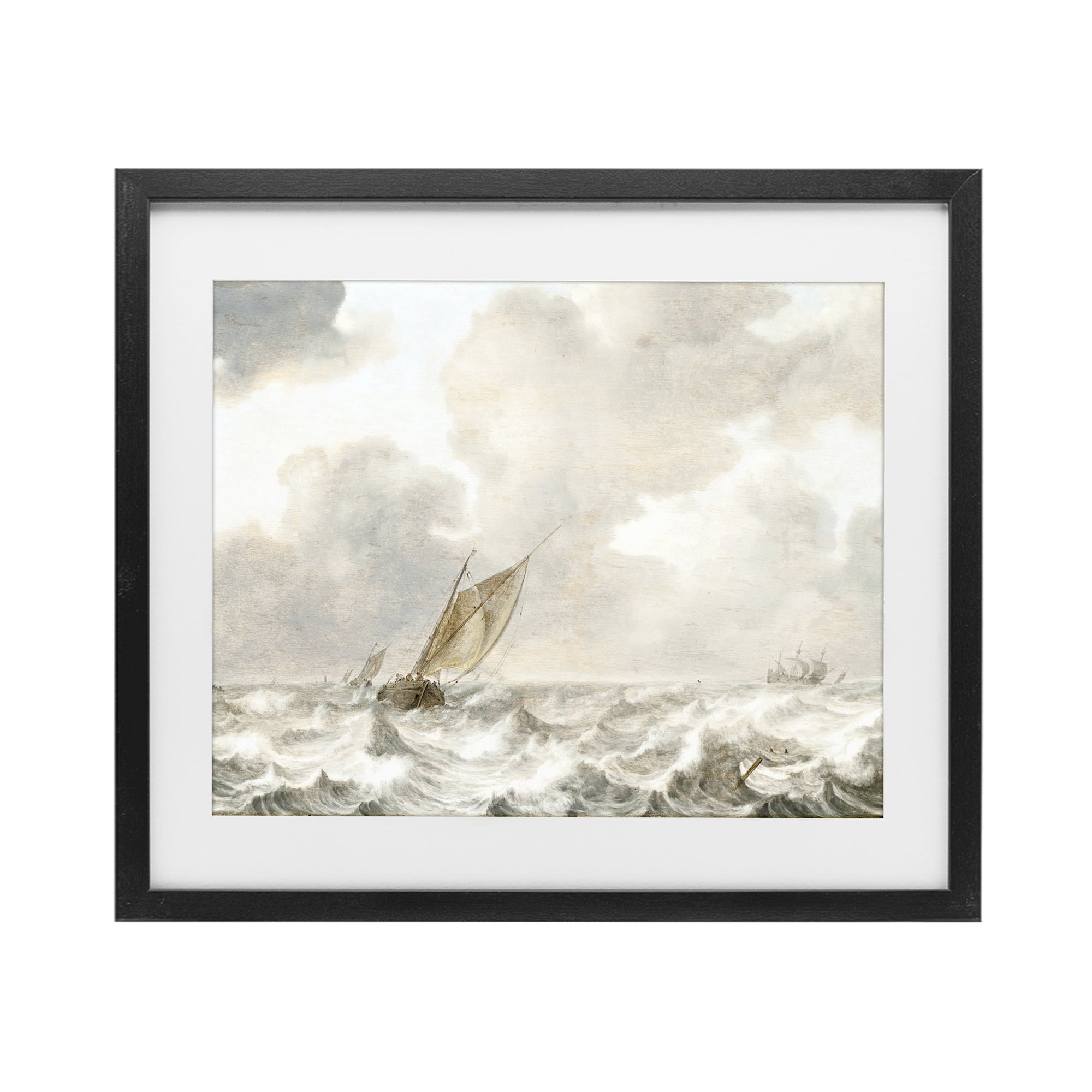 Stupell Industries Vintage Stormy Seas Black Framed Print Under Glass ...