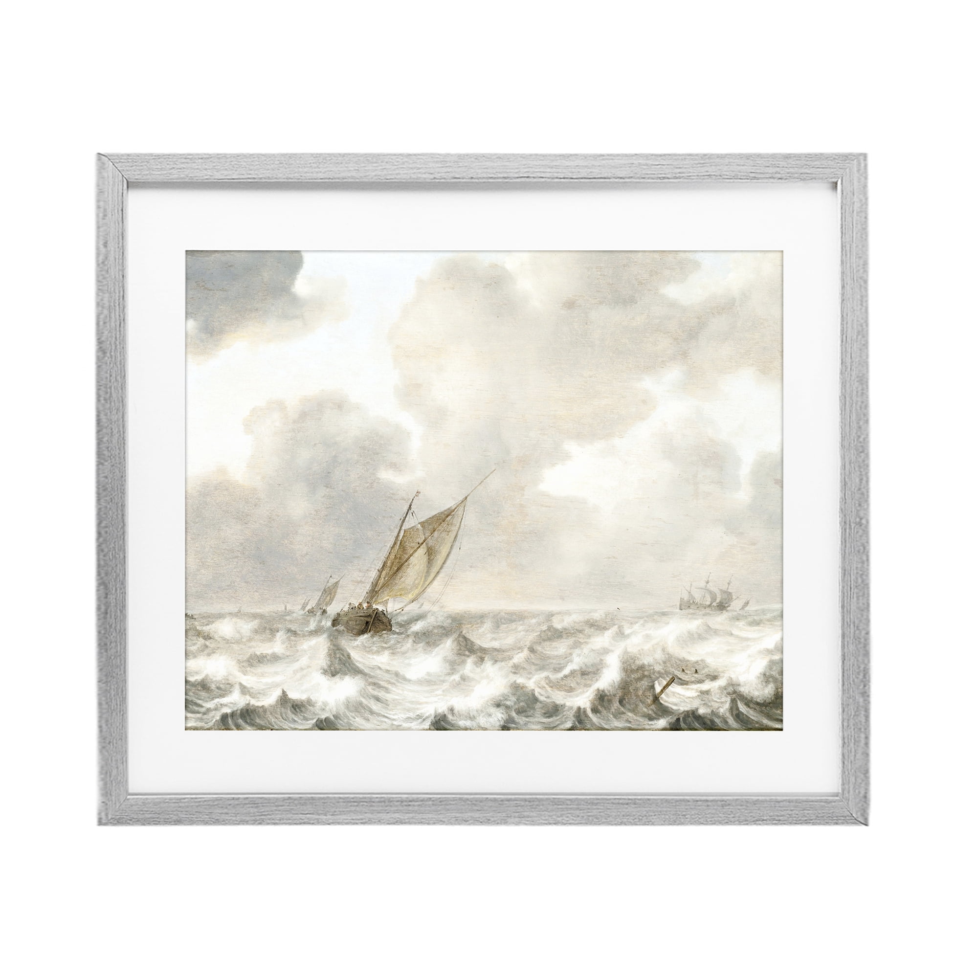 Stupell Industries Vintage Stormy Seas Gray Framed Print Under Glass ...