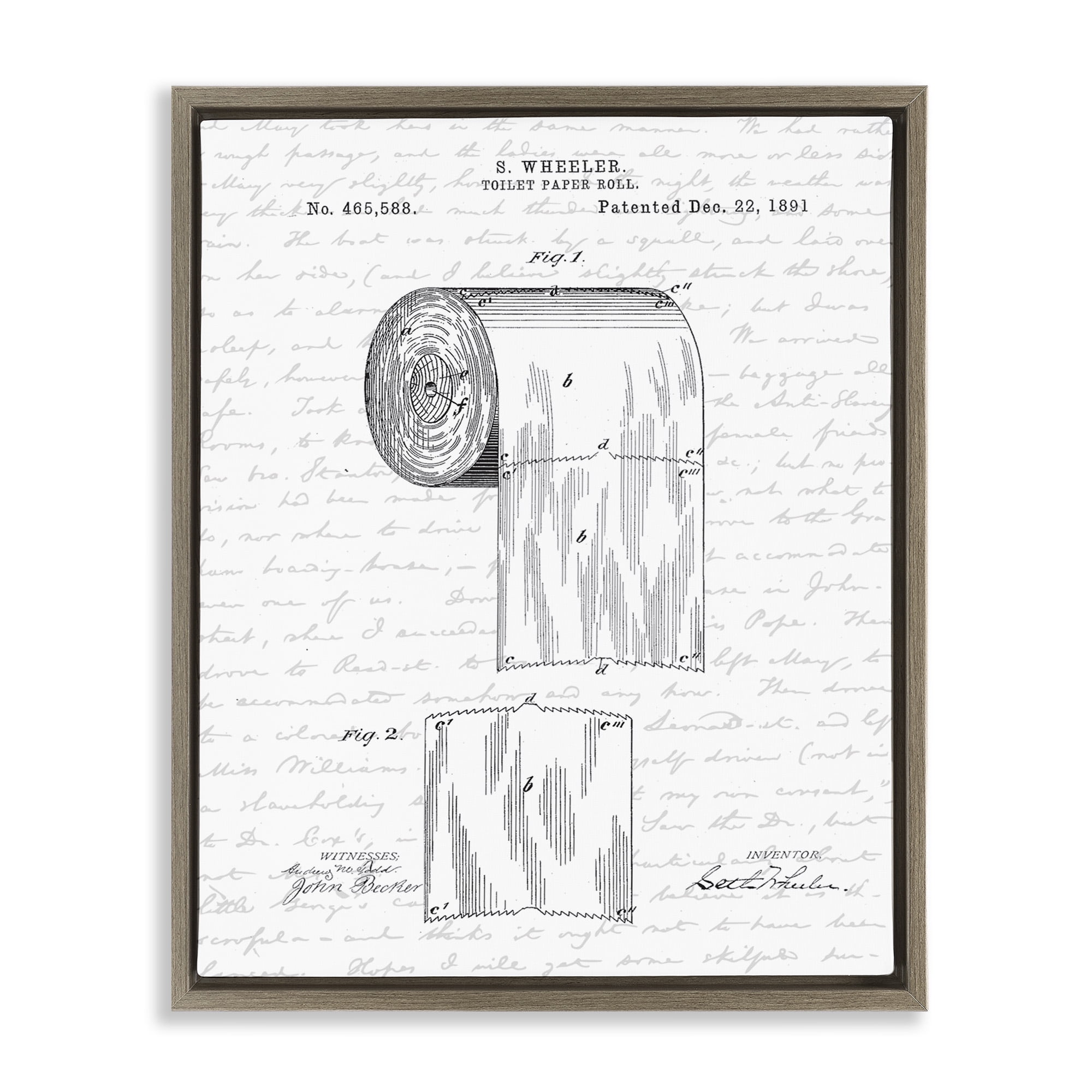 Stupell Industries Vintage Toilet Paper Roll Patent Abstract Painting ...