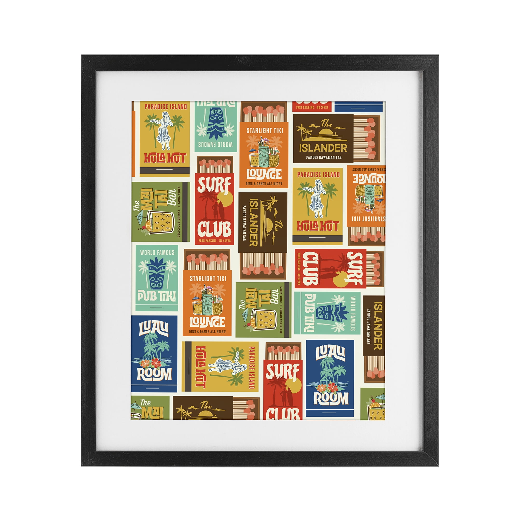 Stupell Industries Vintage Tropical Match Boxes Black Framed Print ...
