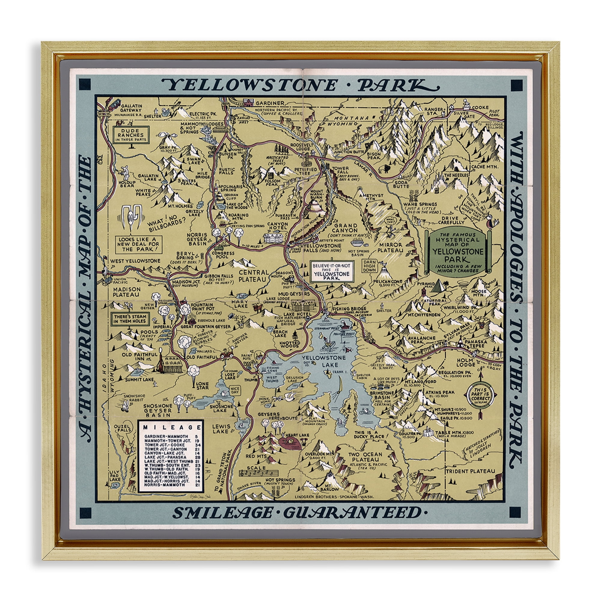 Stupell Industries Vintage Yellowstone Map History & Language Painting ...