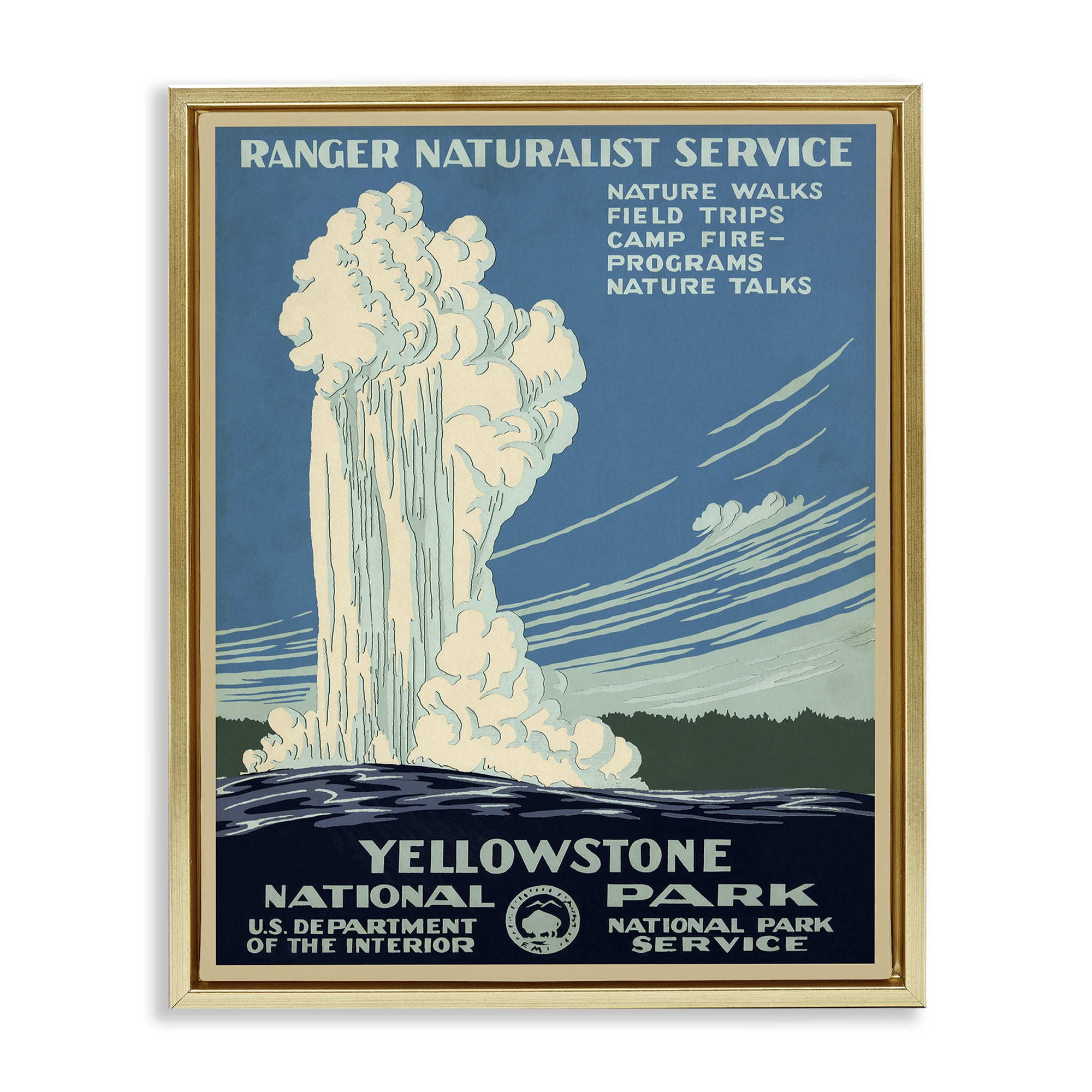 Stupell Industries Vintage Yellowstone Poster Landscape Painting Gold ...