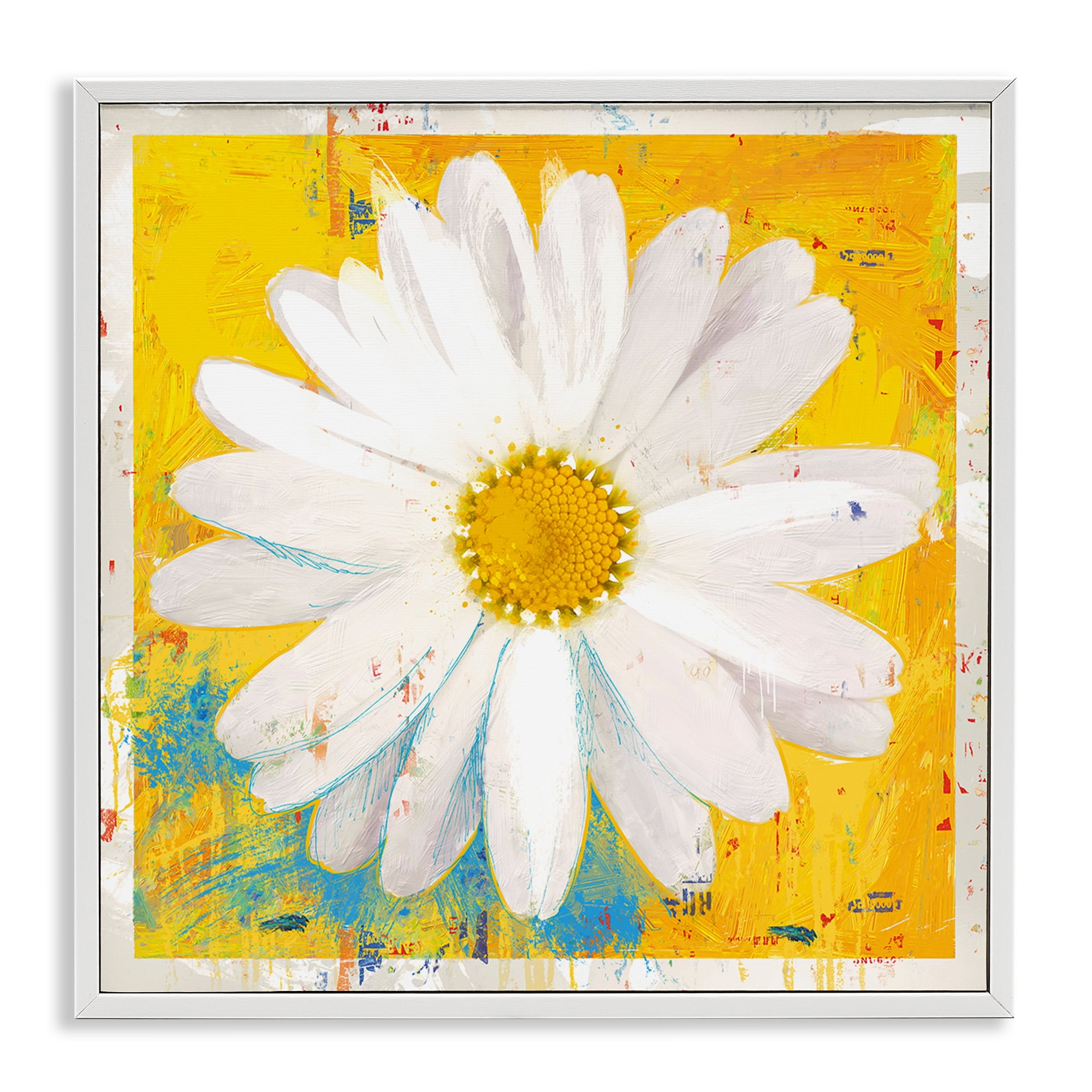 Stupell Industries Violet's Daisy on Yellow White Framed Giclee Art ...