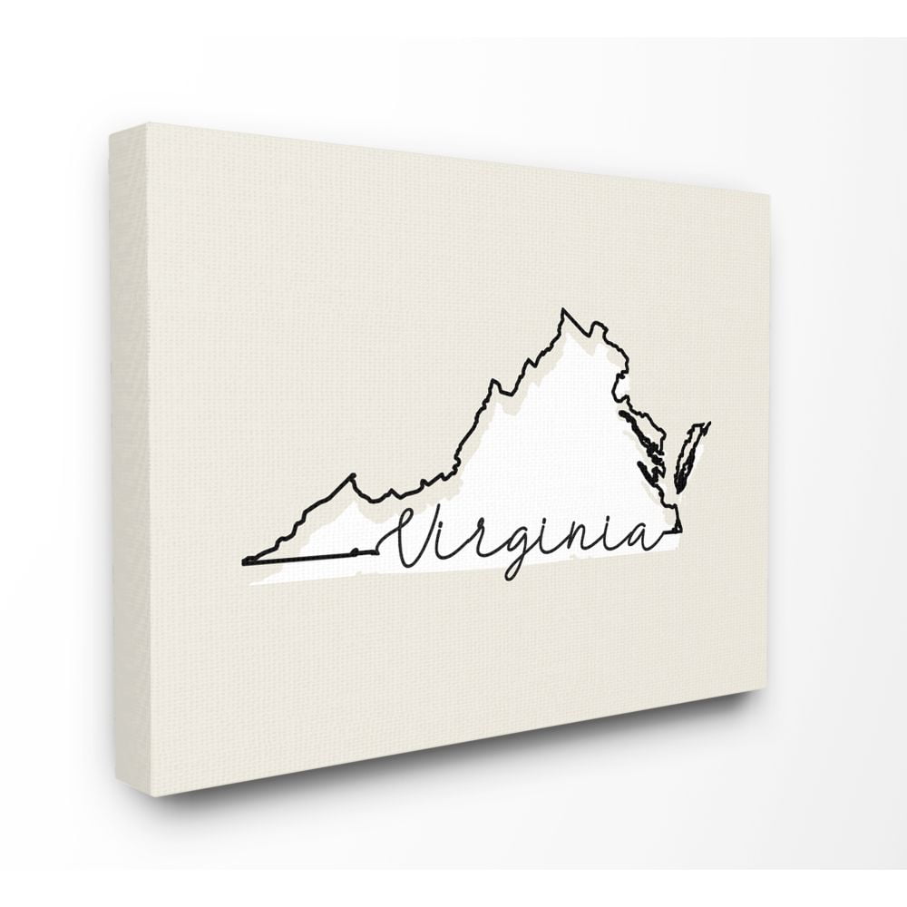 Stupell Industries Virginia Home State Map Neutral Print Design Canvas ...