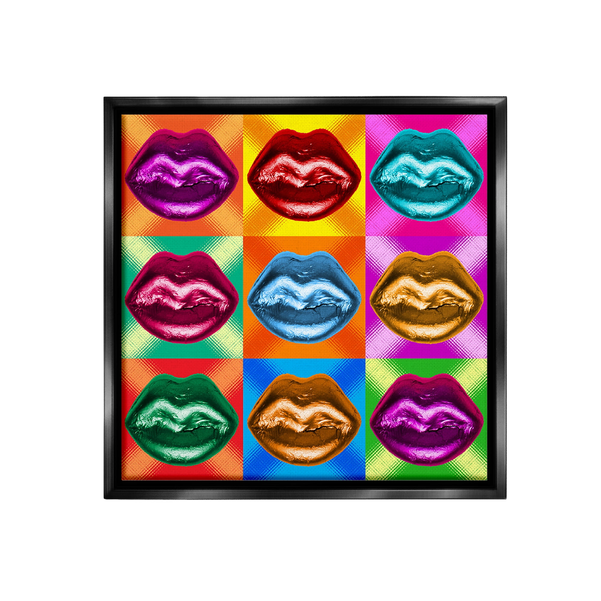 Stupell Industries Vivid Lips Abstraction Abstract Painting Black Floater Framed Canvas Art ...