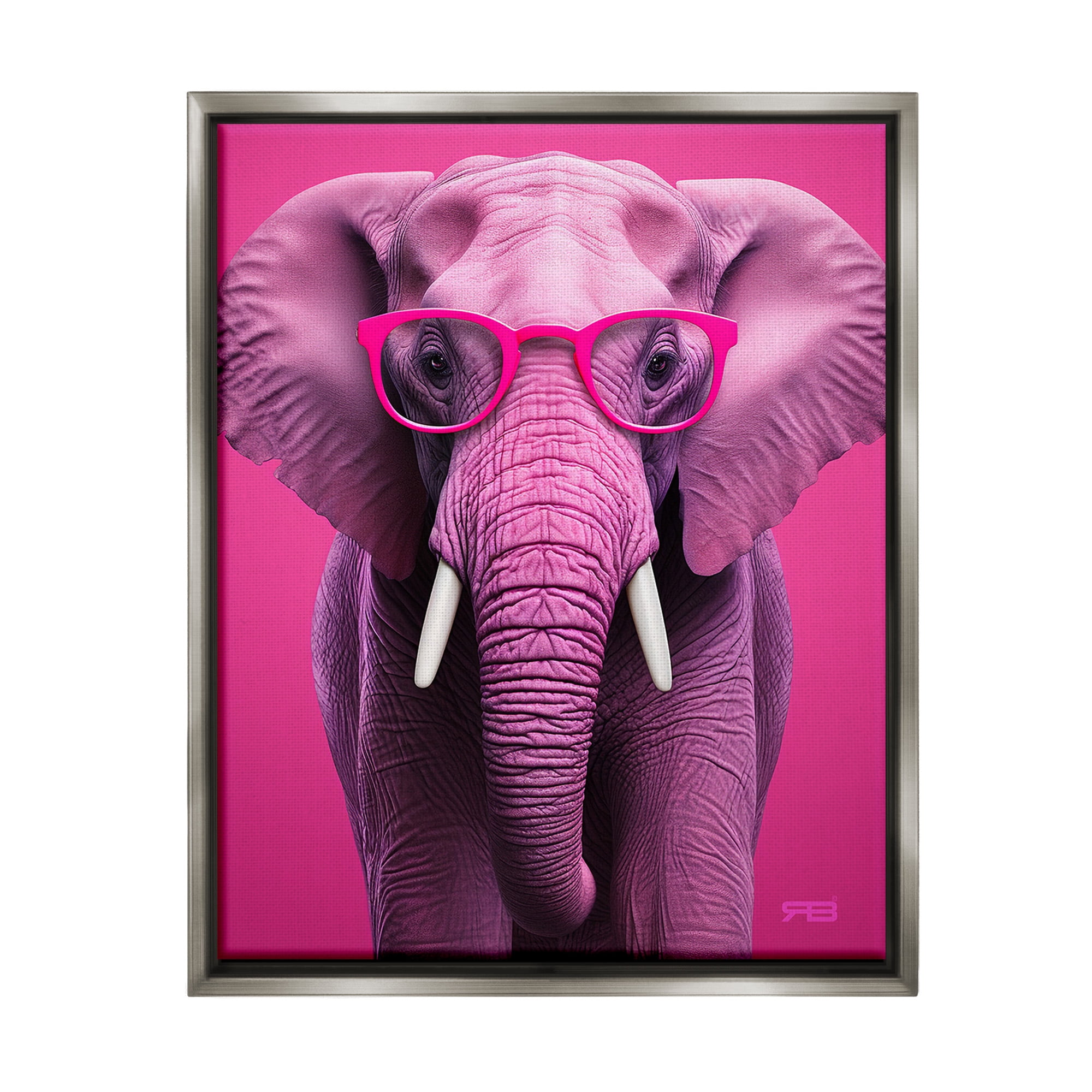 Stupell Industries Vivid Pink Elephant Animals & Insects Painting Gray ...