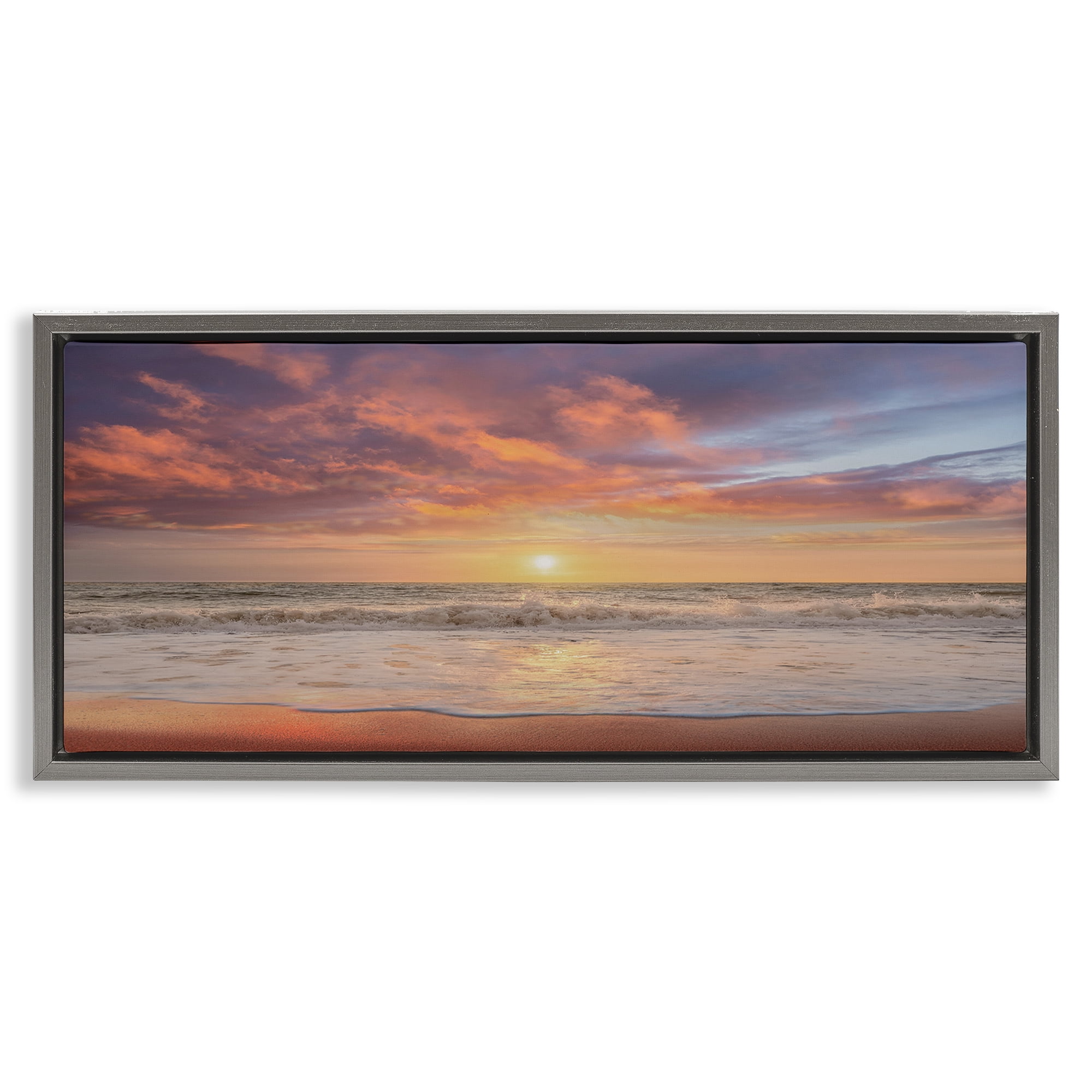 Stupell Industries Vivid Sunset Panorama Gray Framed Floater Canvas ...
