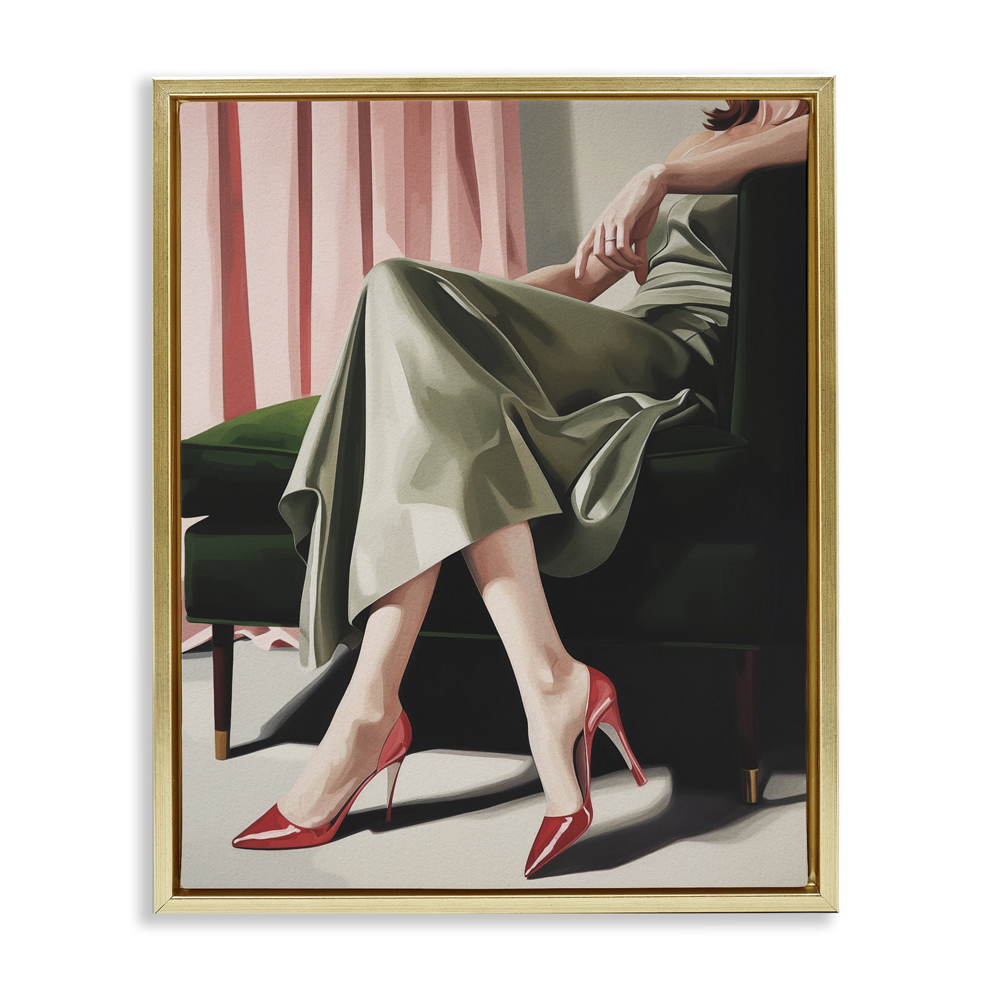 Stupell Industries Waiting For The Guests Gold Framed Floater Canvas ...