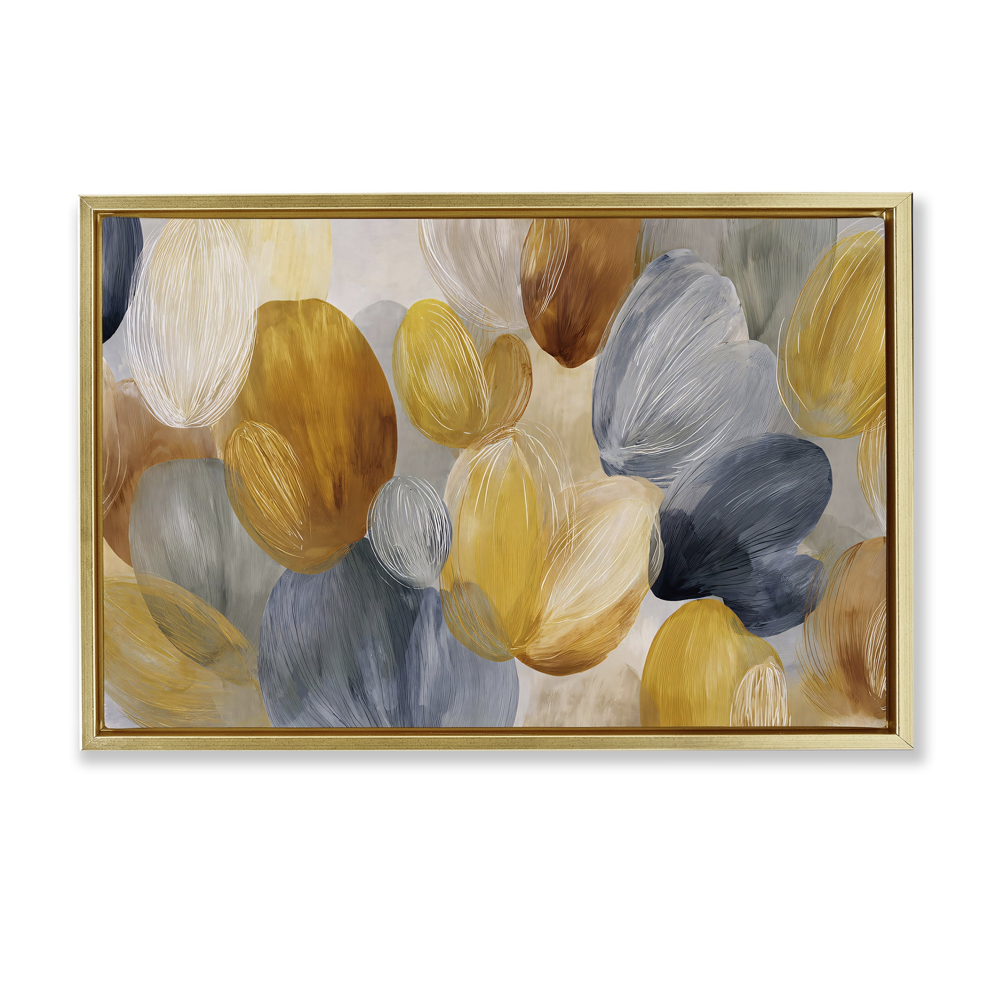 Stupell Industries Warm Oblong Layered Shapes Gold Framed Floater ...