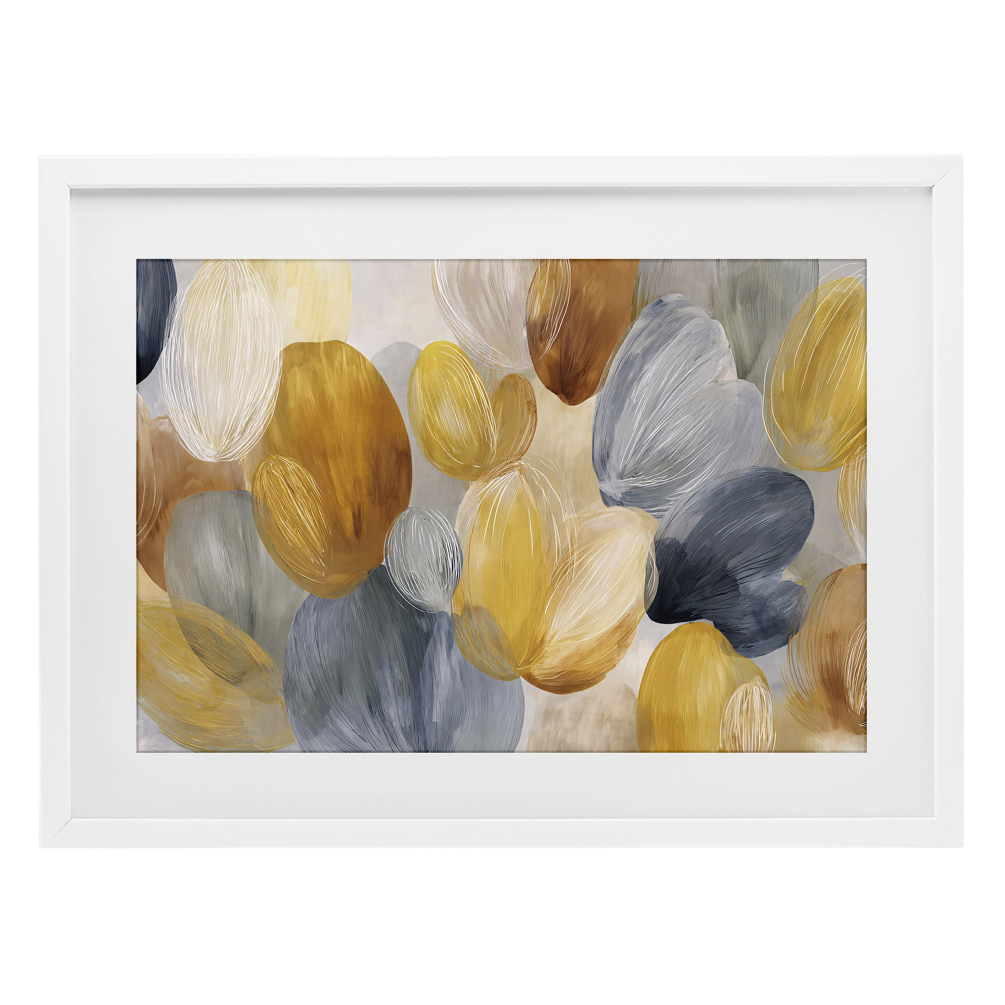 Stupell Industries Warm Oblong Layered Shapes White Framed Print Under ...
