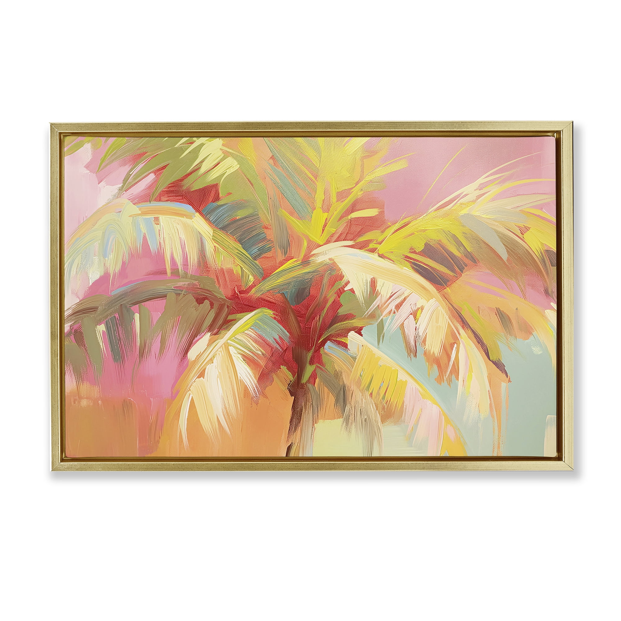 Stupell Industries Warm Palm Leaf Impressions Gold Framed Floater ...