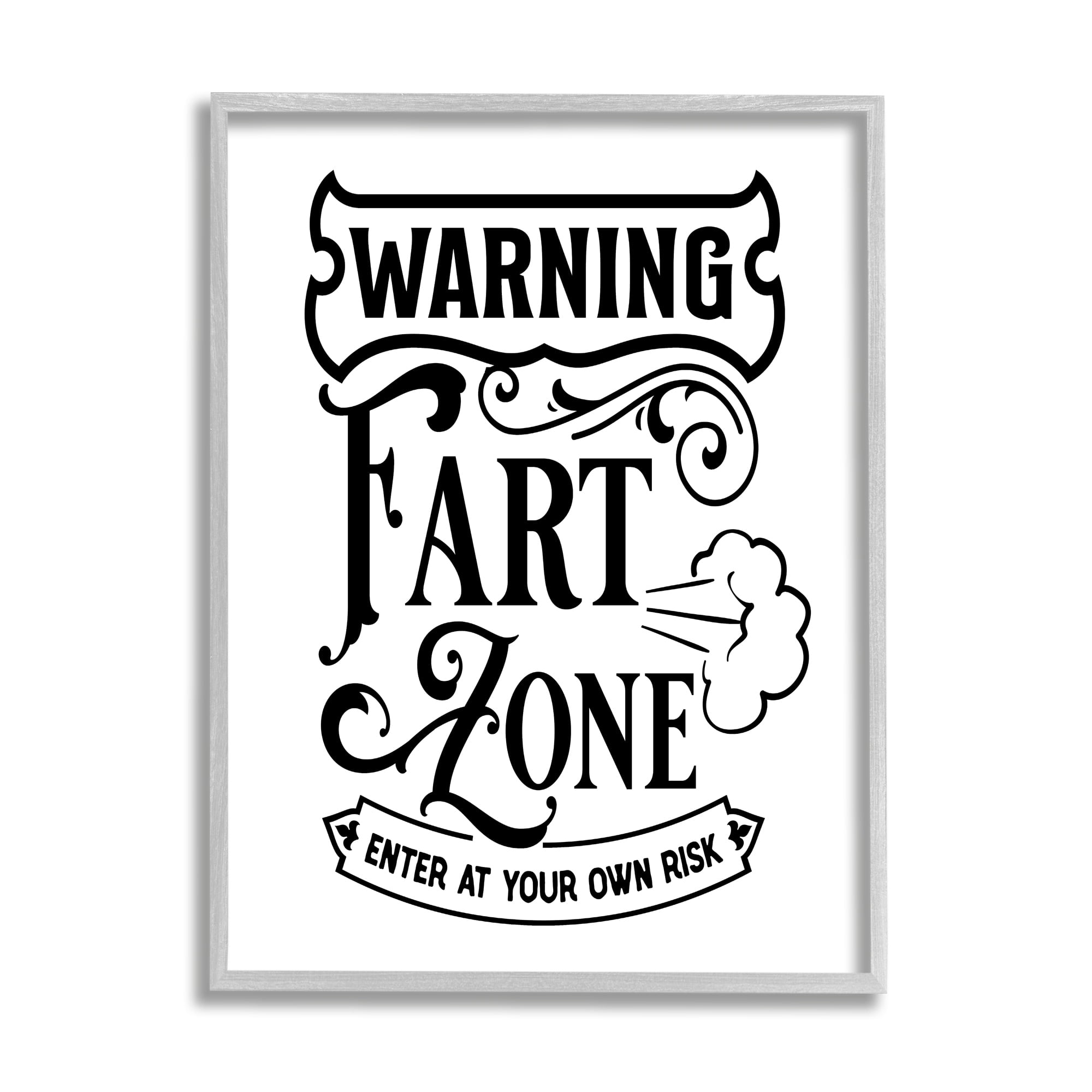 Stupell Industries Warning Fart Zone Funny Bathroom Vintage Style ...