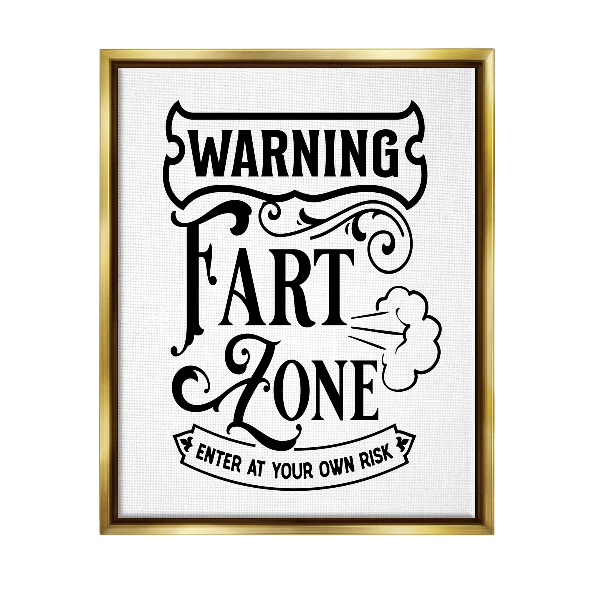 Stupell Industries Warning Fart Zone Funny Bathroom Vintage Style ...