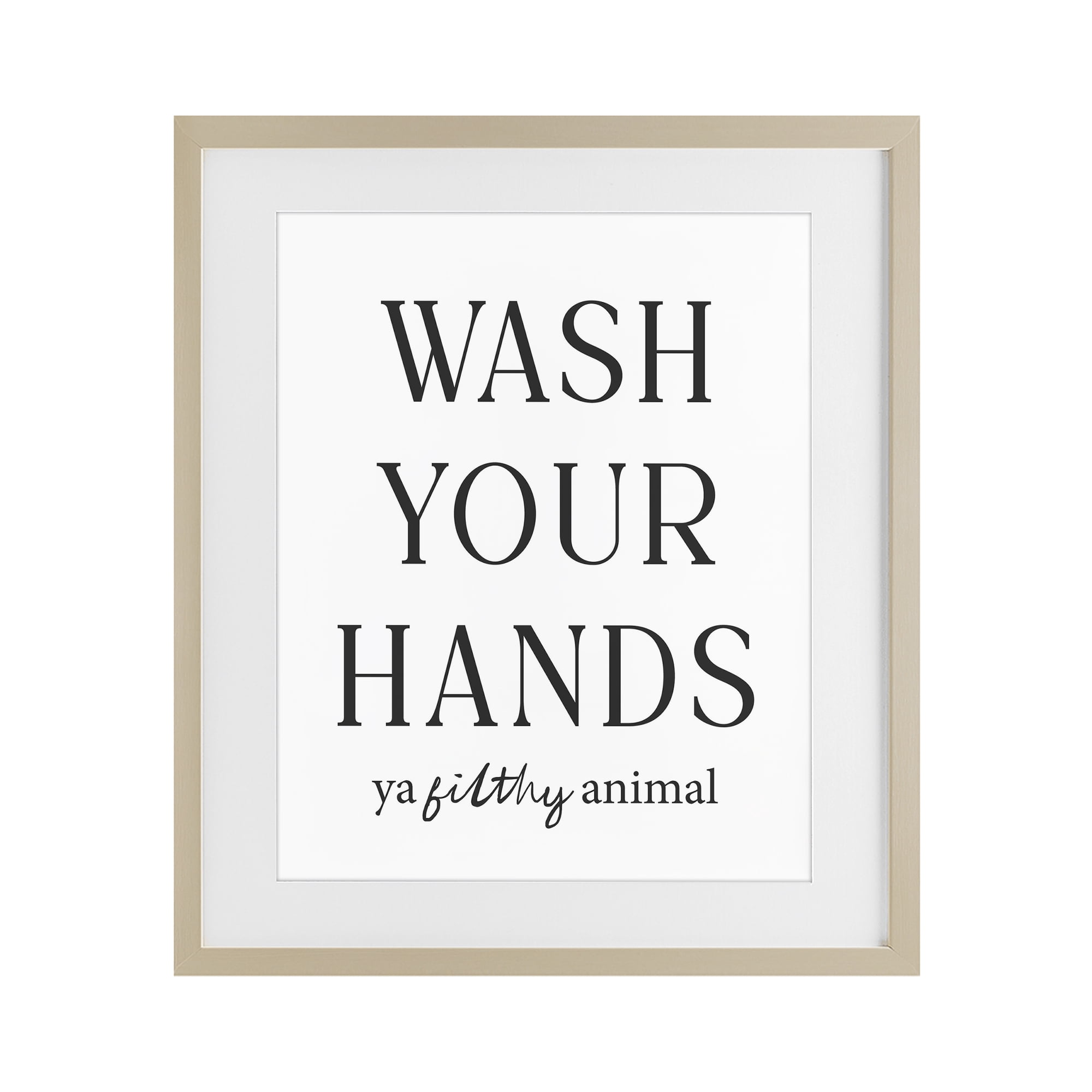 Stupell Industries Wash Your Hands Funny Reminder Birch Framed Print ...